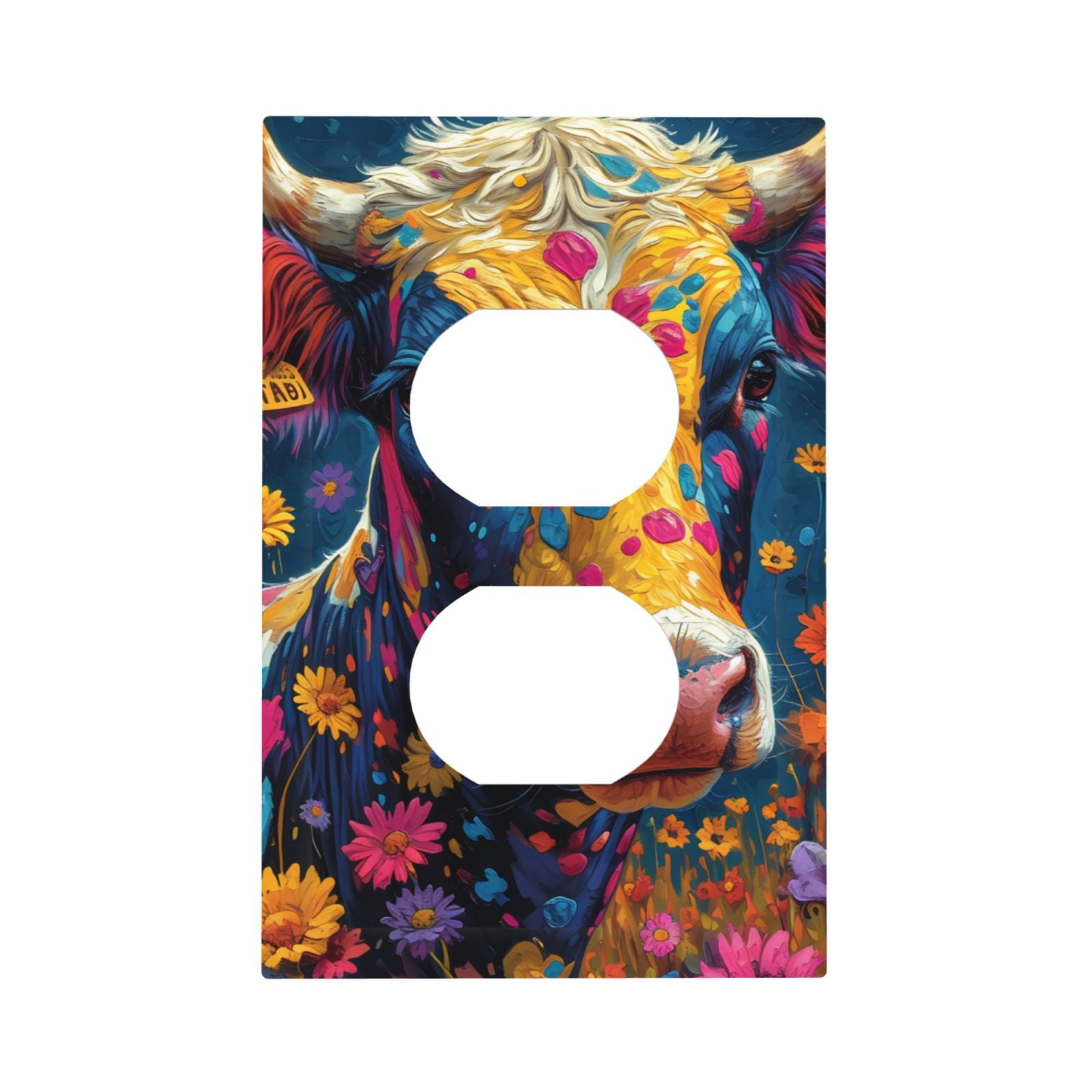 Fotbe Colorful Daisy Sunflower Cow Print Duplex Receptacle Wall Plate ...