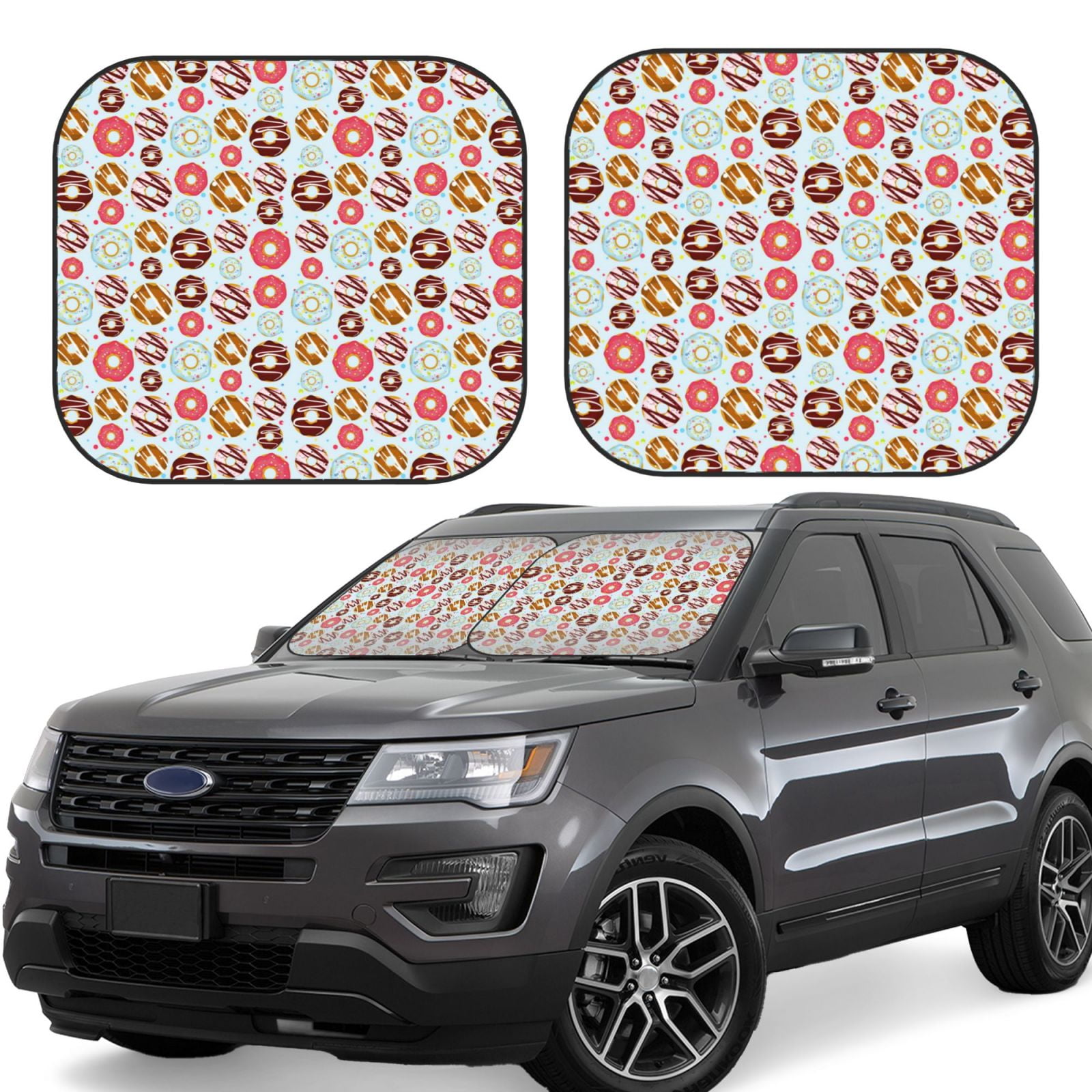 Fotbe Colorful Donuts 2-Piece Car Windshield Sun Shade | Sun Blocker ...
