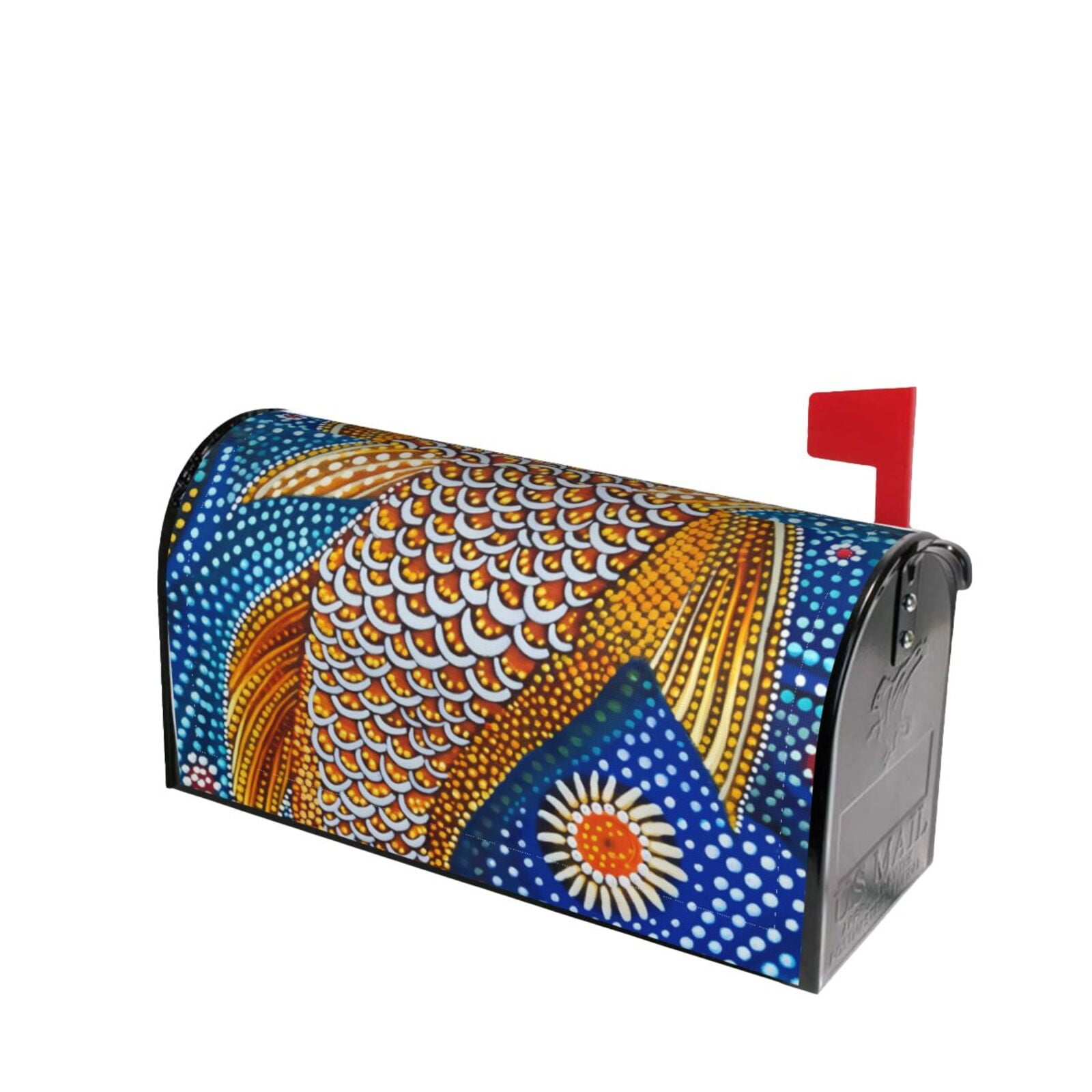 Fotbe Colorful Dot Art Fish Mailbox Covers Post Letter Box Cover Garden ...