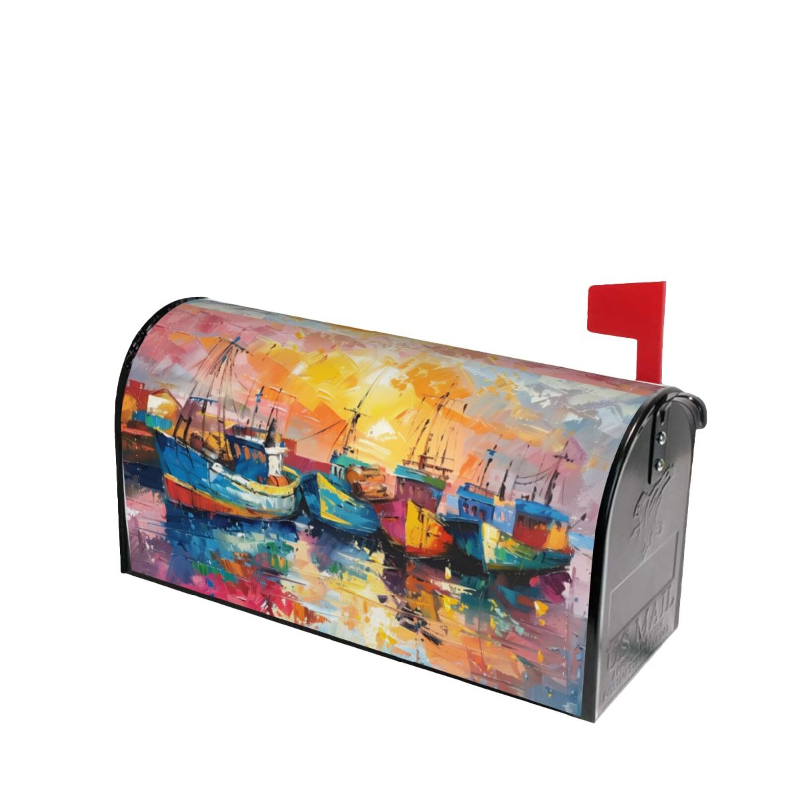 Fotbe Colorful Fishing Boats Mailbox Covers Post Letter Box Cover ...