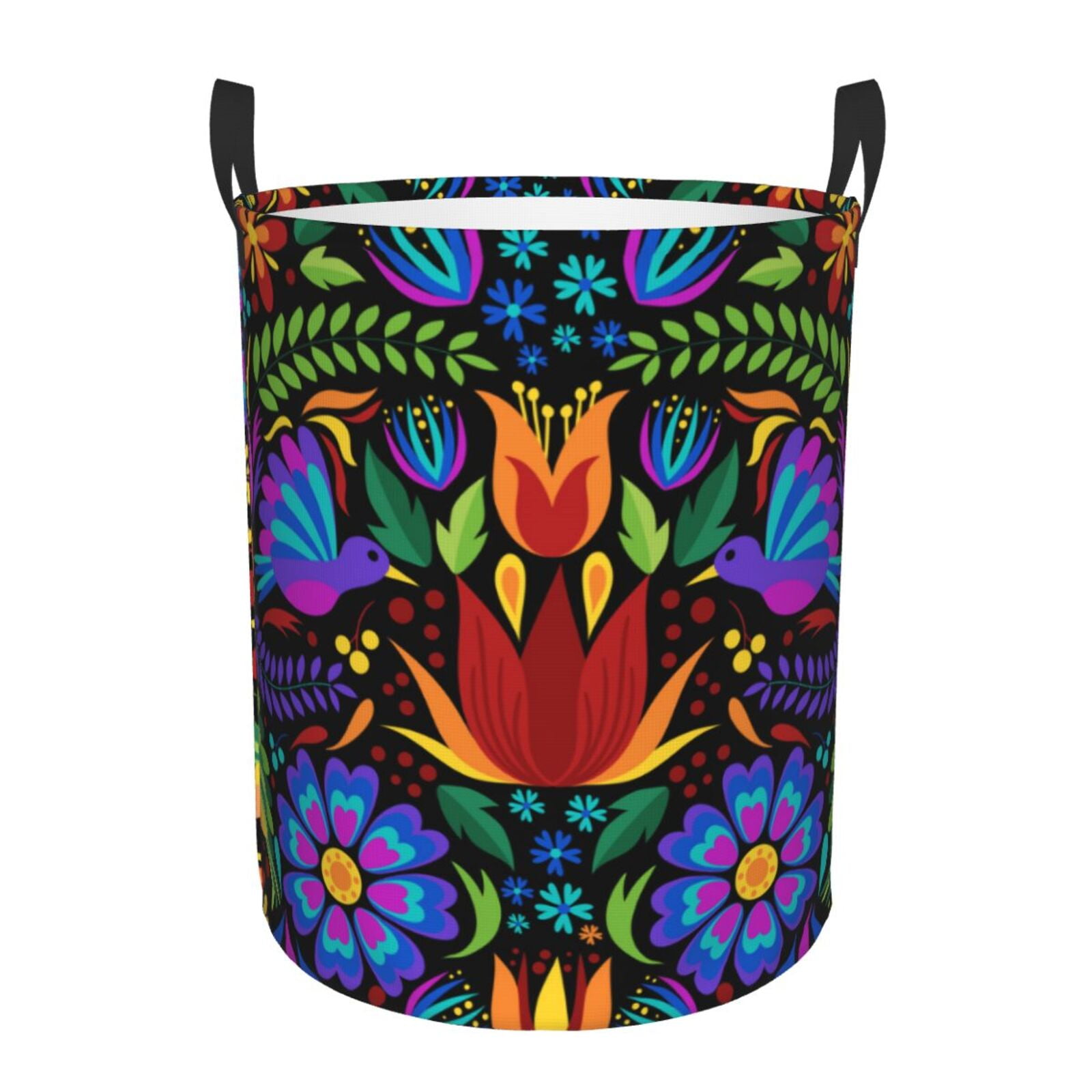 Fotbe Colorful Floral Laundry Basket with Handles, Waterproof Large ...