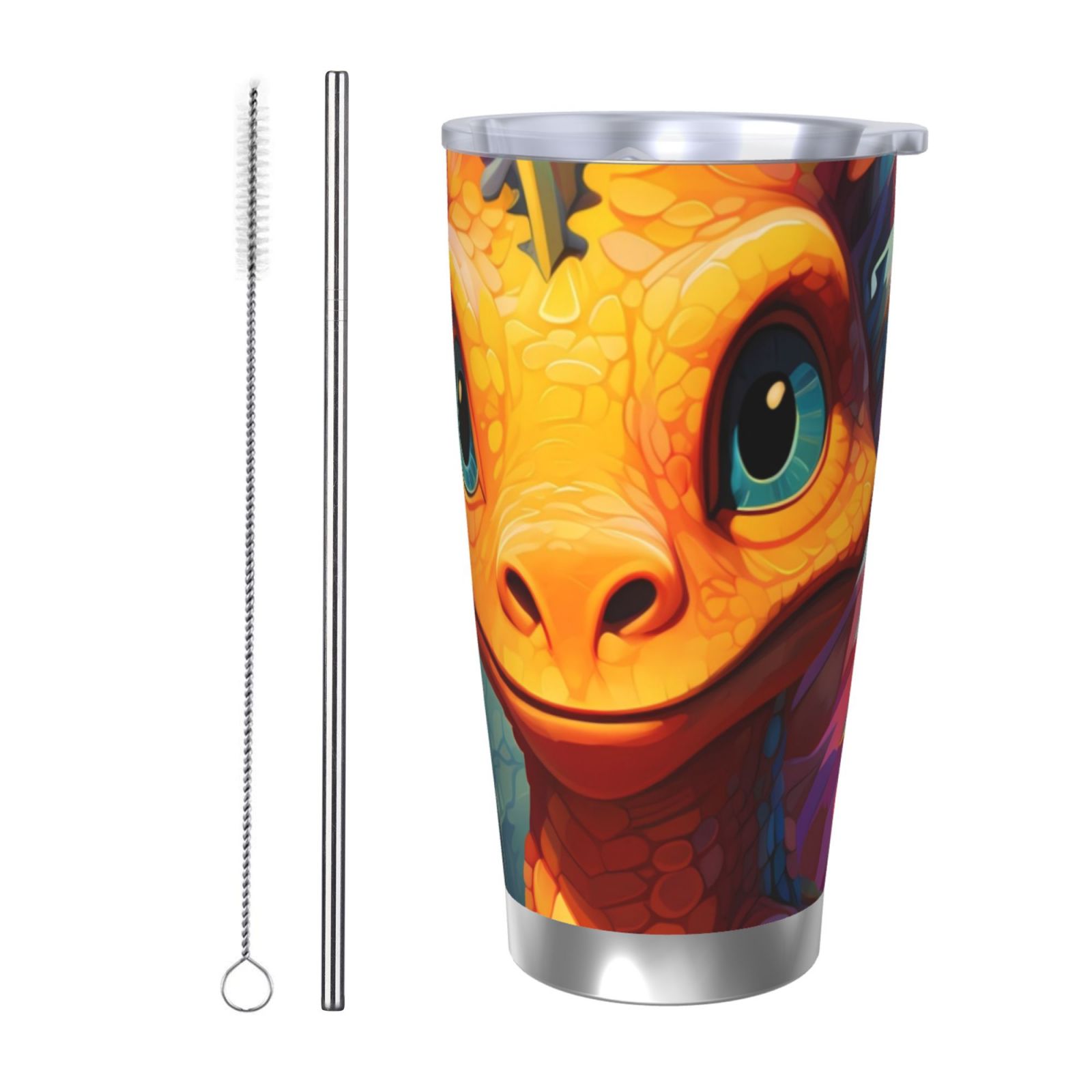 Fotbe Colorful Flower Chameleon Pattern 20 oz Tumbler Stainless Steel ...