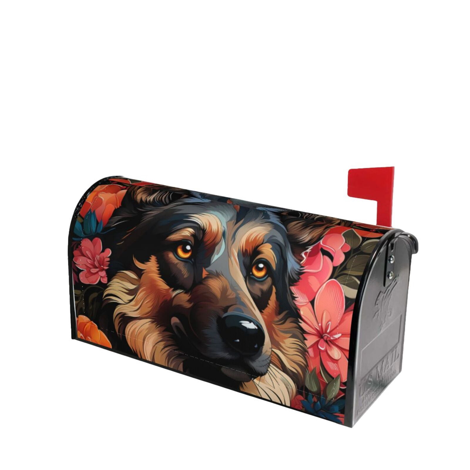 Fotbe Colorful Flower German Shepherd Mailbox Covers Post Letter Box ...