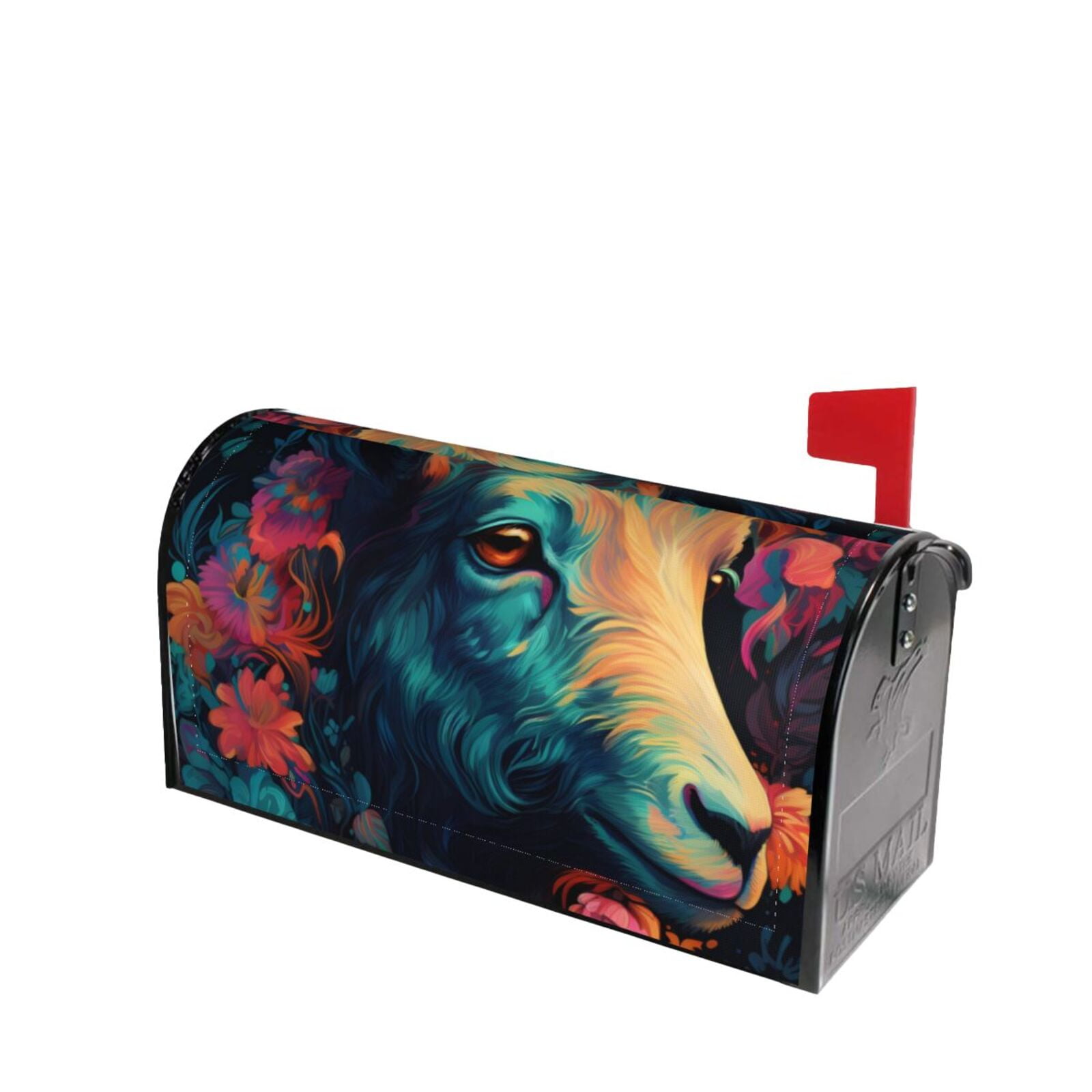 Fotbe Colorful Flower Goat Mailbox Covers Post Letter Box Cover Garden ...
