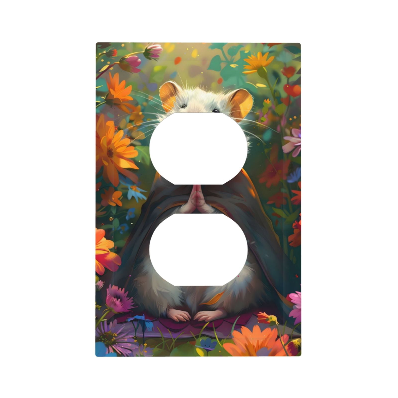 Fotbe Colorful Flower Meditating Hamster Print Duplex Receptacle Wall ...