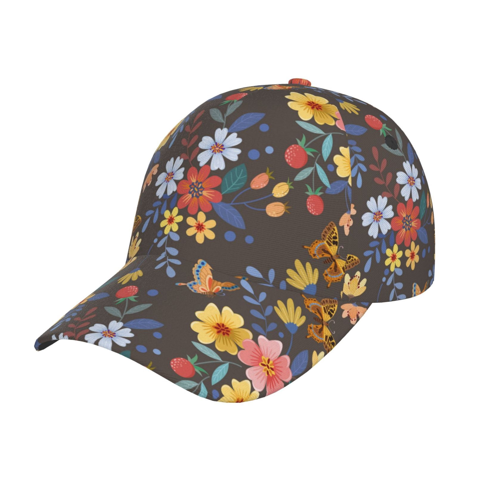 Fotbe Colorful Flowers With Butterfly Baseball Cap, Colorful Flowers ...
