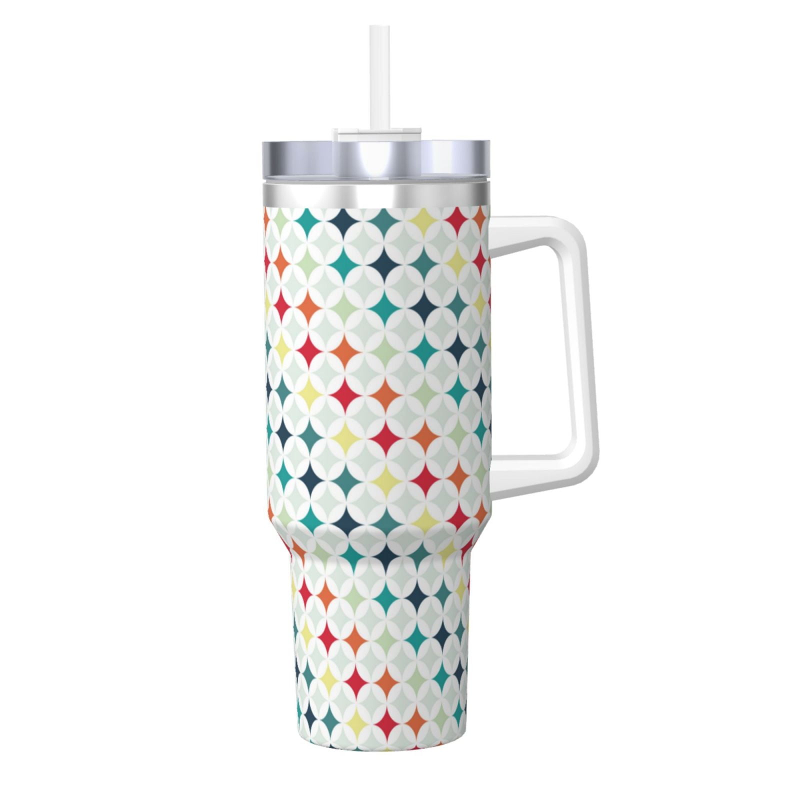 Fotbe Colorful Geometric Pattern 40oz Ice Bully With Handle And Straw ...