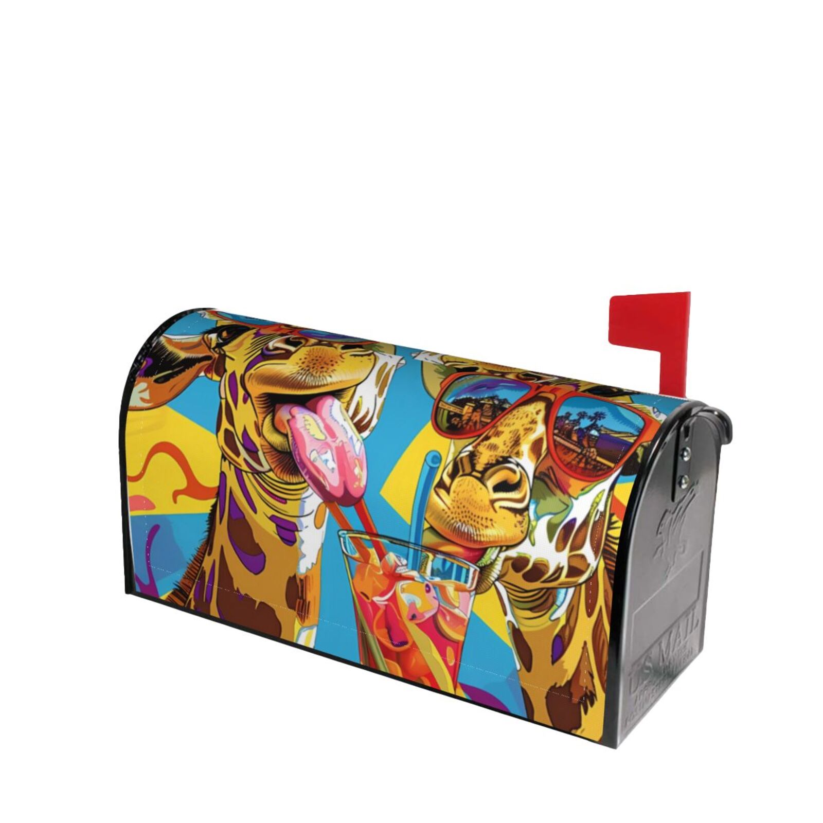 Fotbe Colorful Giraffes with Drinks Mailbox Covers Post Letter Box ...