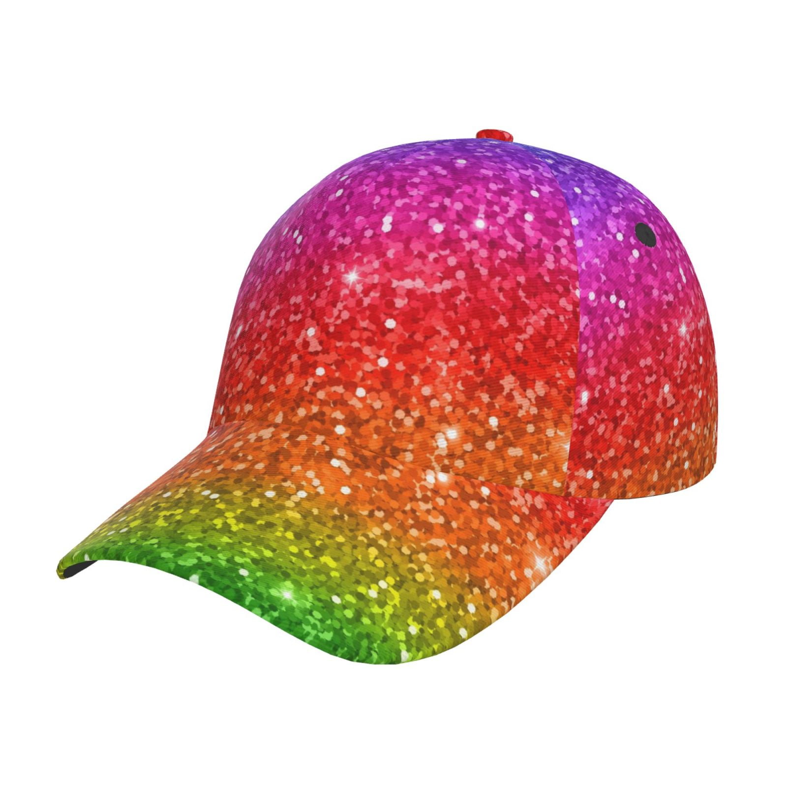 Fotbe Colorful Glitter Baseball Cap, Colorful Glitter Print Dad Hat ...