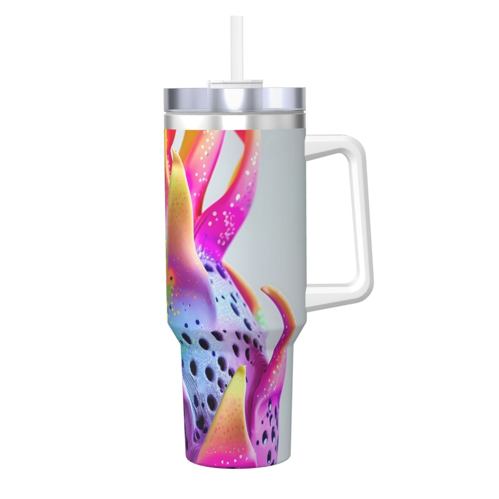 Fotbe Colorful Glitter Dagon Fruit Pattern 40oz Ice Bully With Handle ...