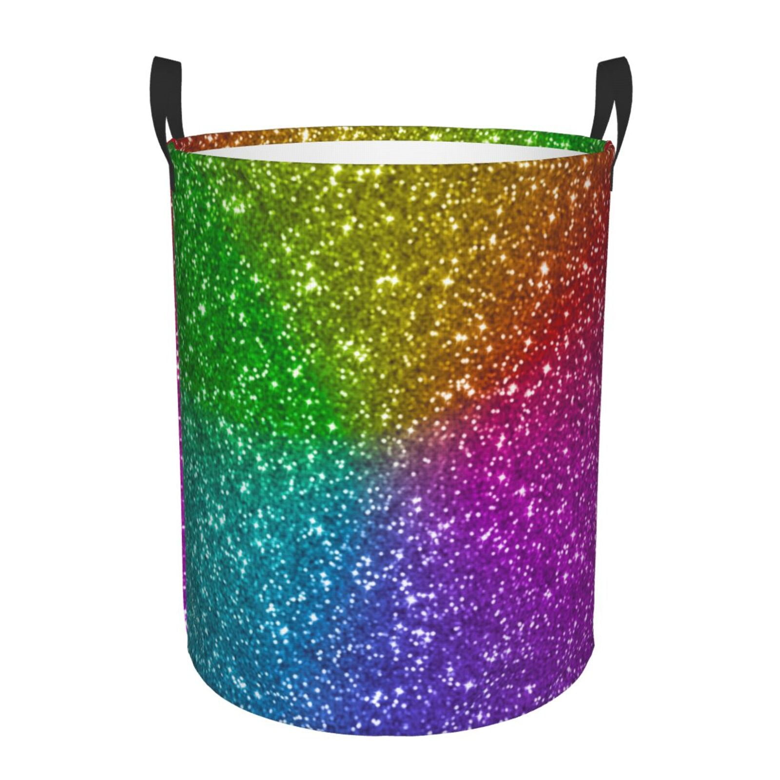 Fotbe Colorful Glitter Laundry Basket with Handles, Waterproof Large ...