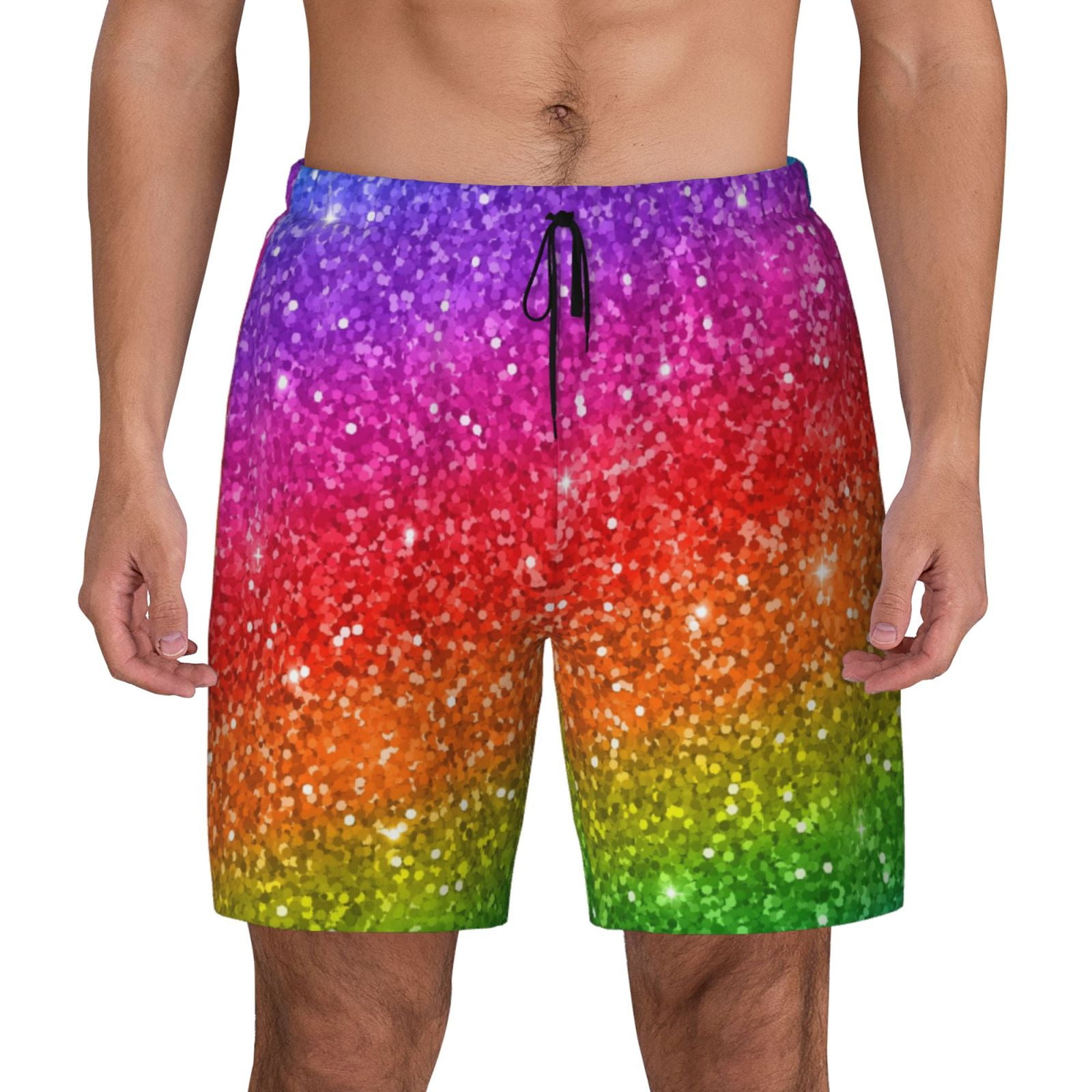 Fotbe Colorful Glitter Men’s Swim Trunks Quick Dry Swim Shorts Board ...