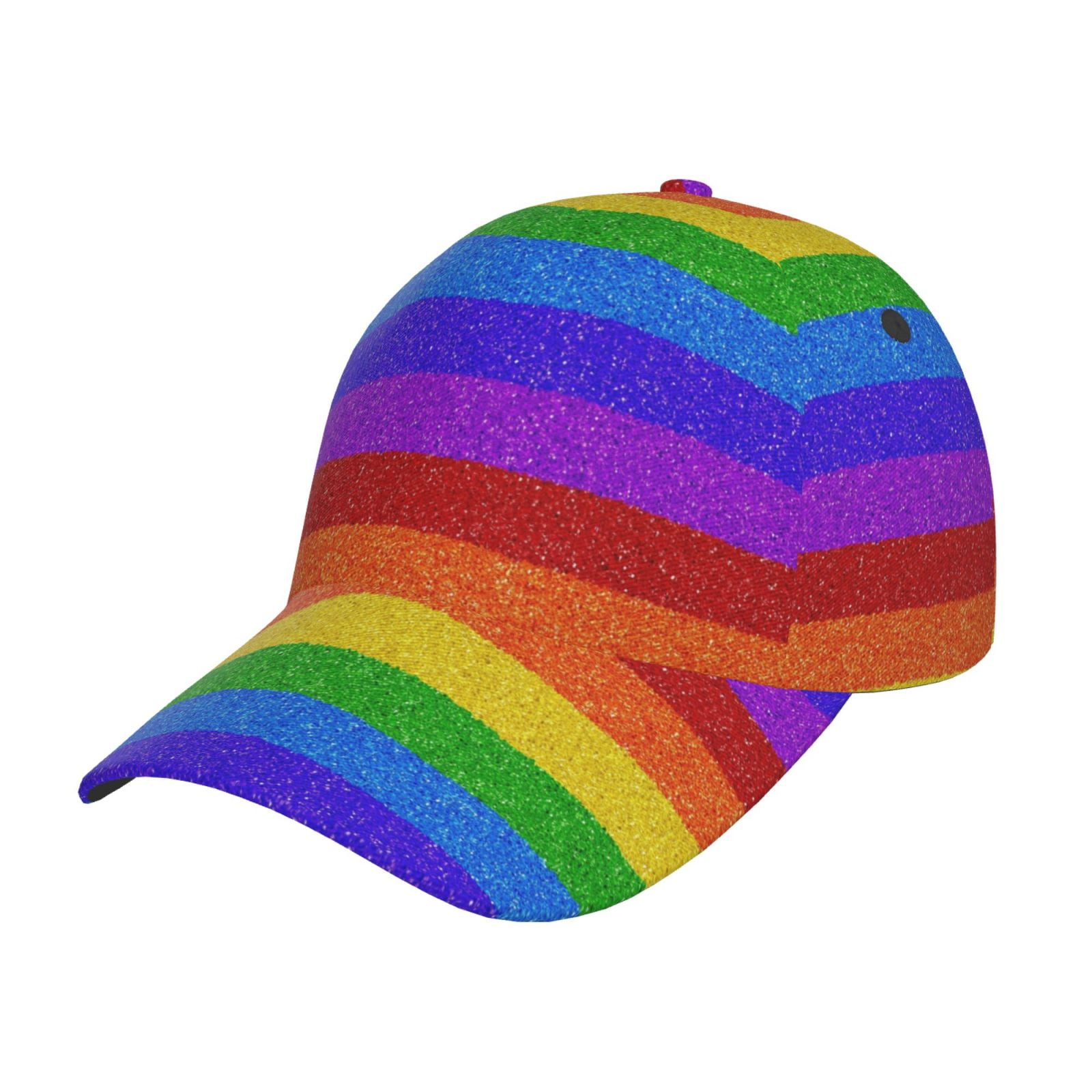 Fotbe Colorful Glitter Rainbow Baseball Cap, Colorful Glitter Rainbow ...
