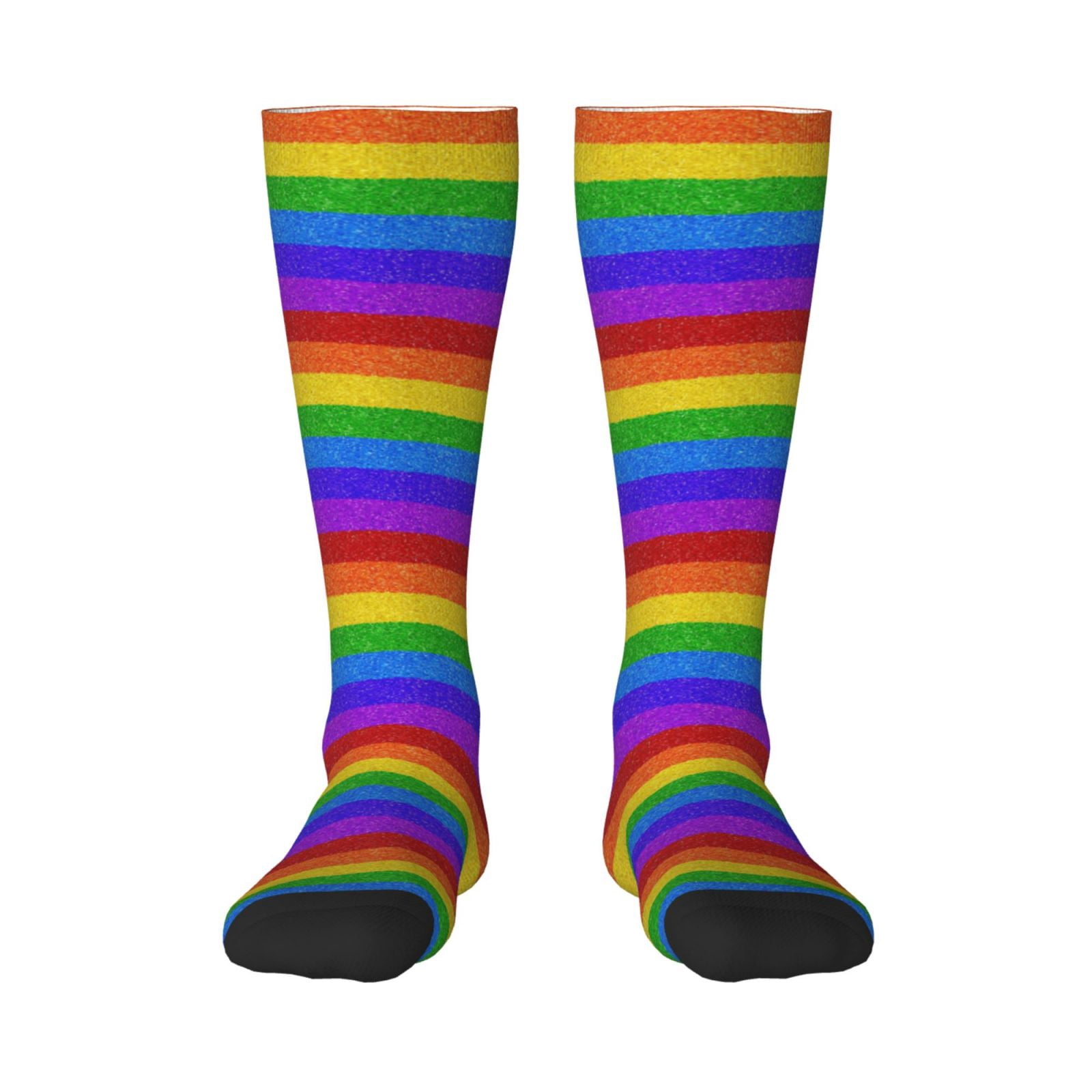 Fotbe Colorful Glitter Rainbow print Women's Men's Novelty Crew Socks ...