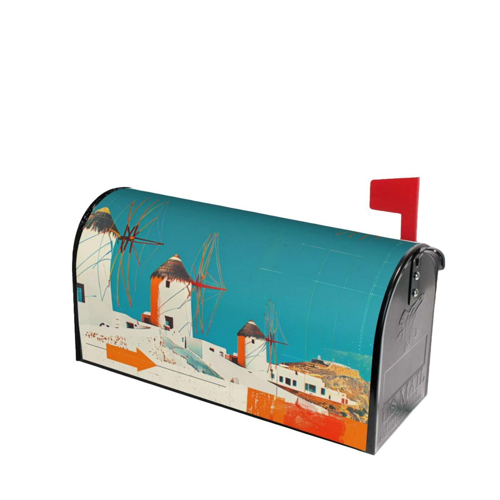 Fotbe Colorful Greek Windmills Mailbox Covers Post Letter Box Cover ...