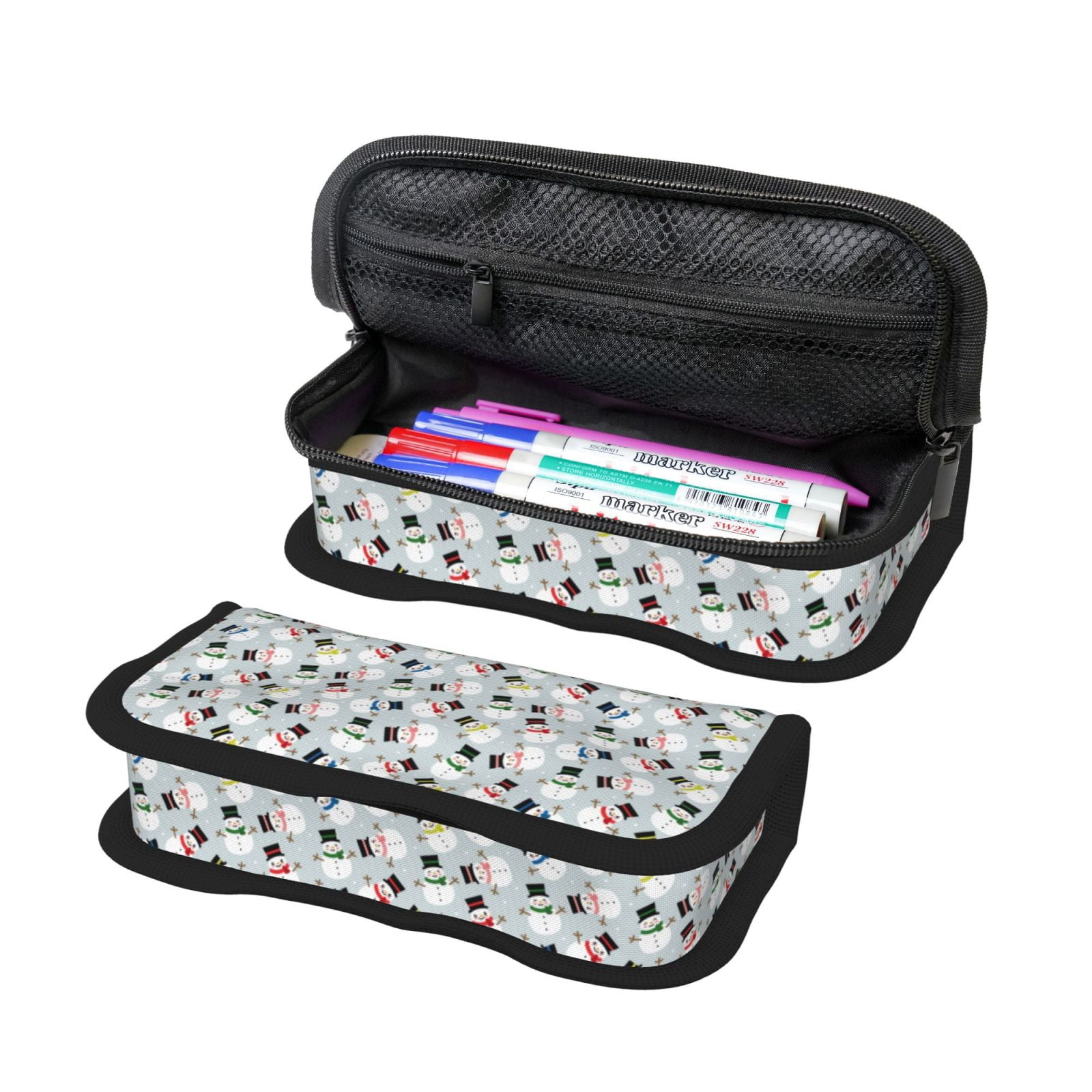 Fotbe Colorful Hat Snowman Pattern Pencil Case,Canvas Pen Case, Multi ...