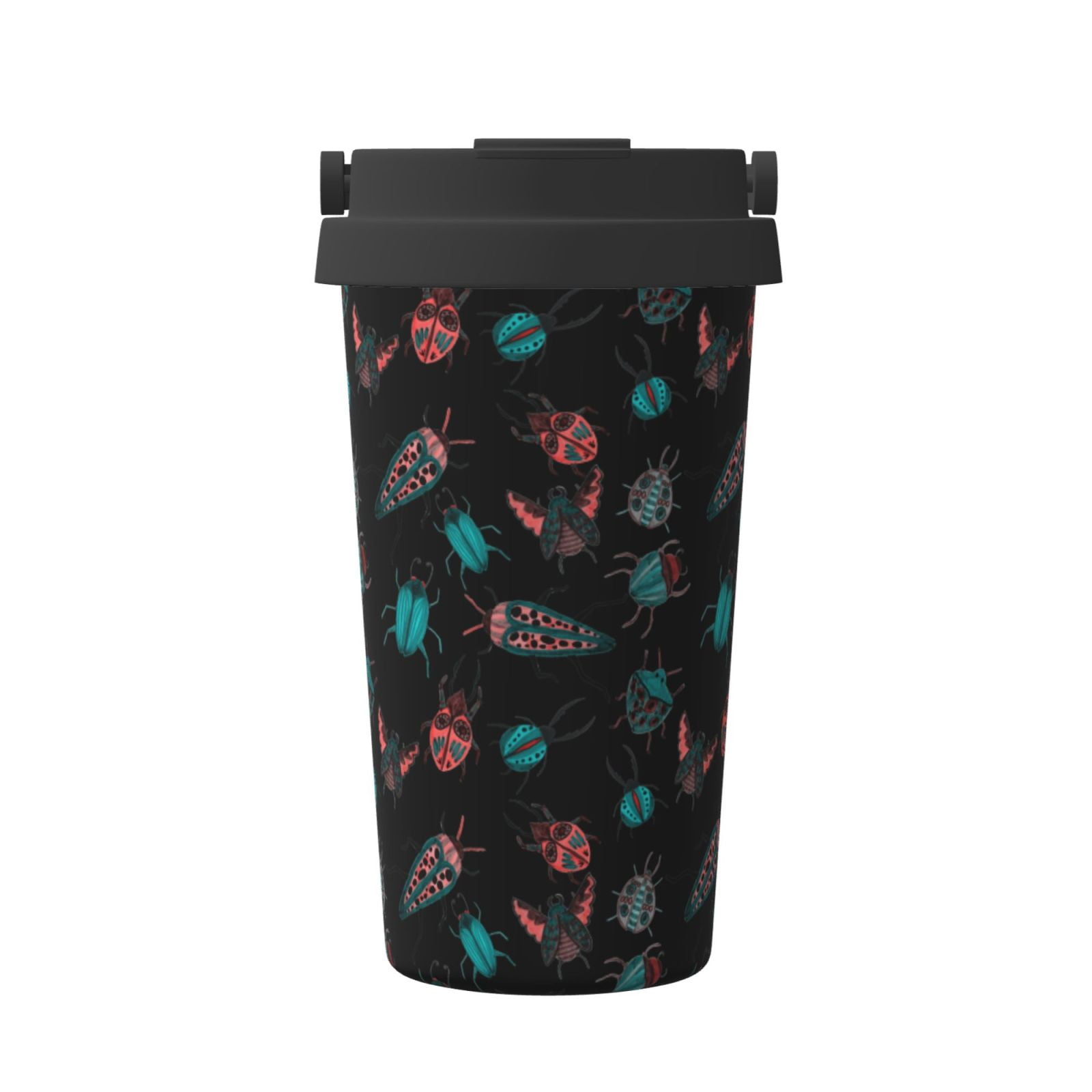 Fotbe Colorful Insect Printed Insulated Travel Coffee Mug Spill Proof ...