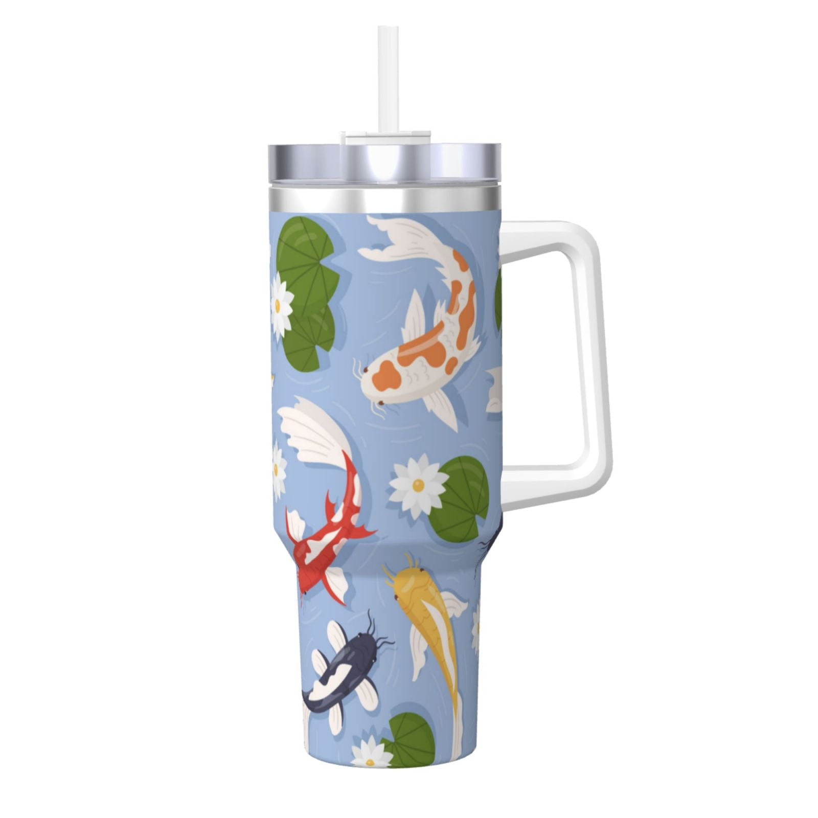 Fotbe Colorful Koi Fish Pattern 40oz Ice Bully With Handle And Straw ...