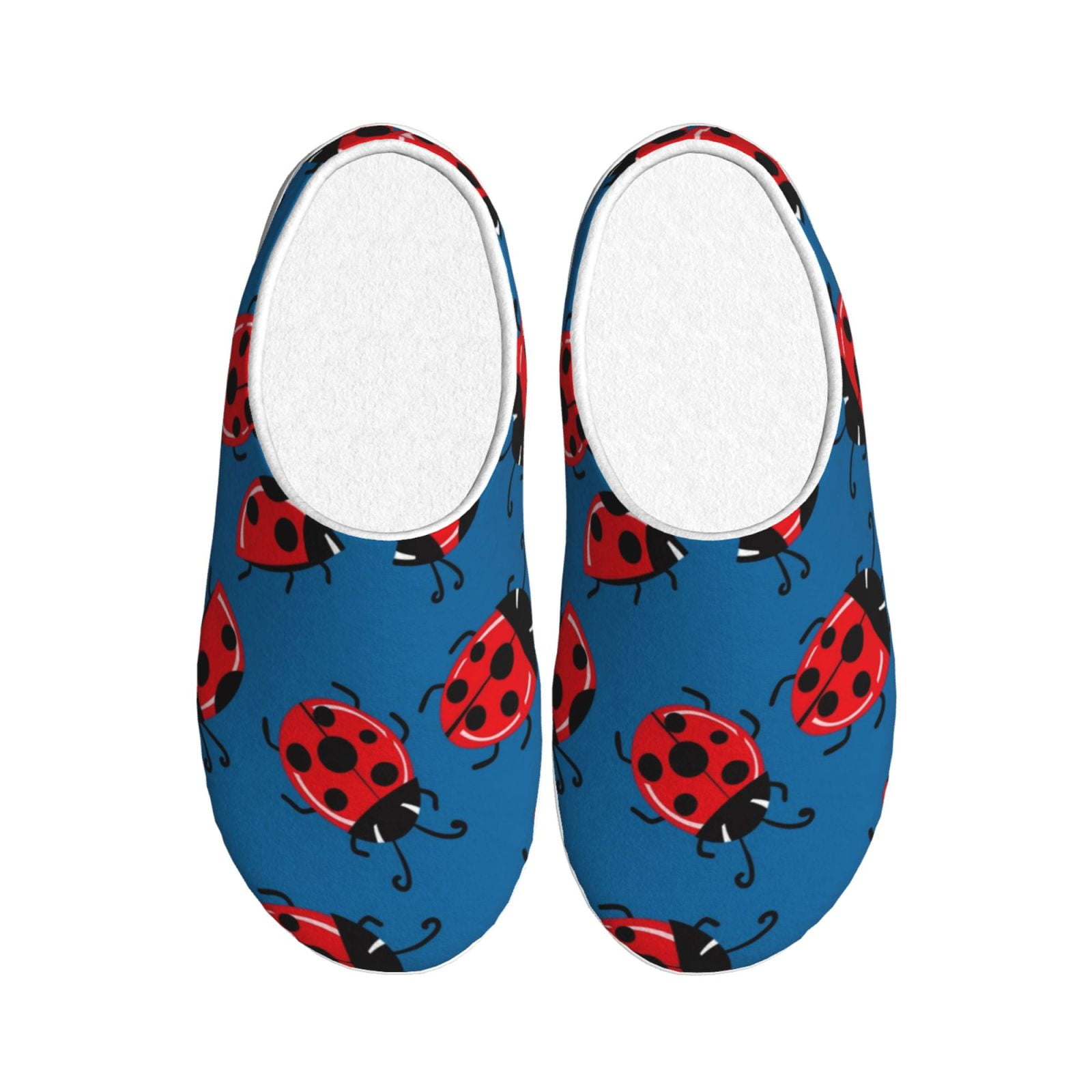 Fotbe Colorful Ladybird Pattern Women's Fuzzy Curly Fur Memory Foam ...