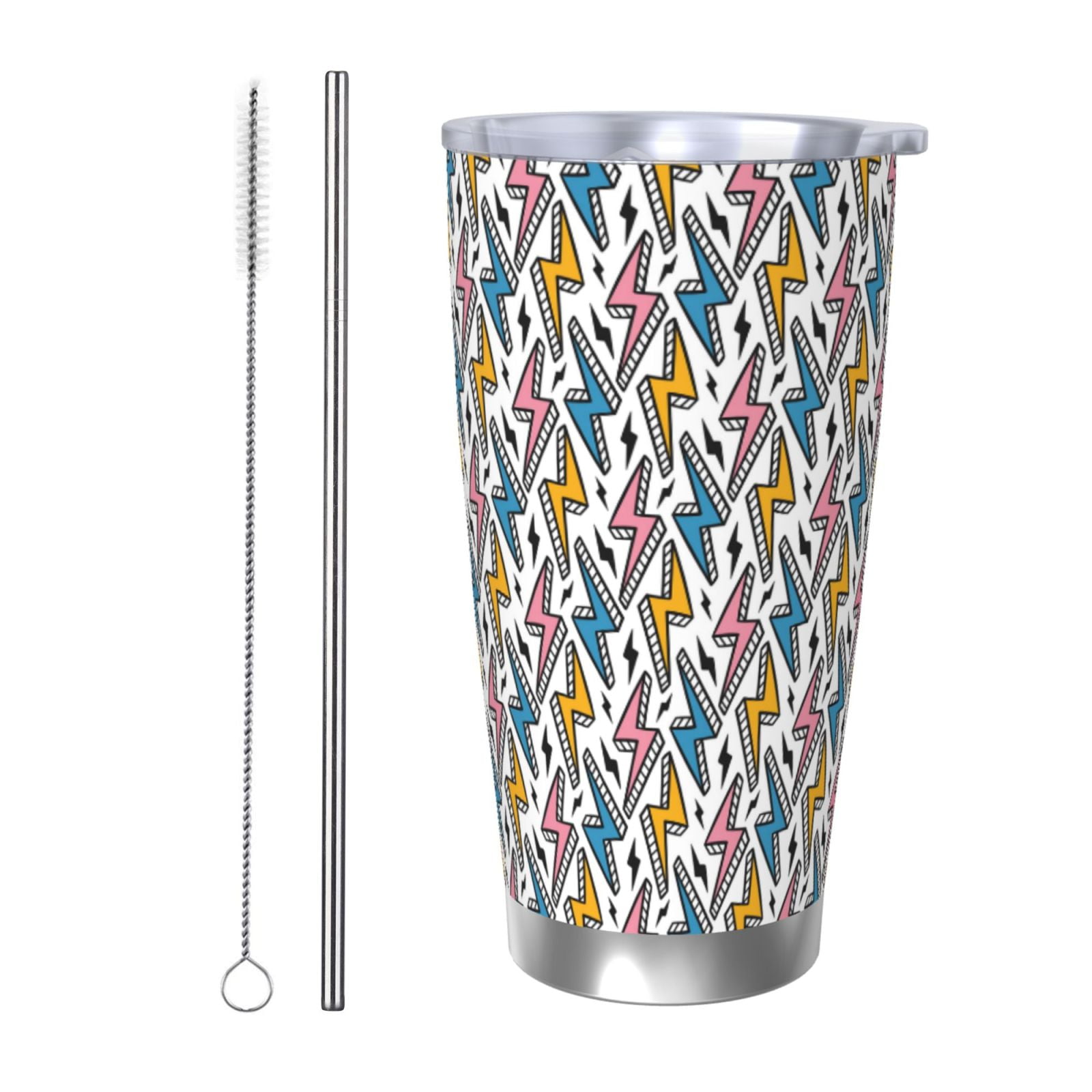 Fotbe Colorful Lightning Bolts Pattern 20 oz Tumbler Stainless Steel ...