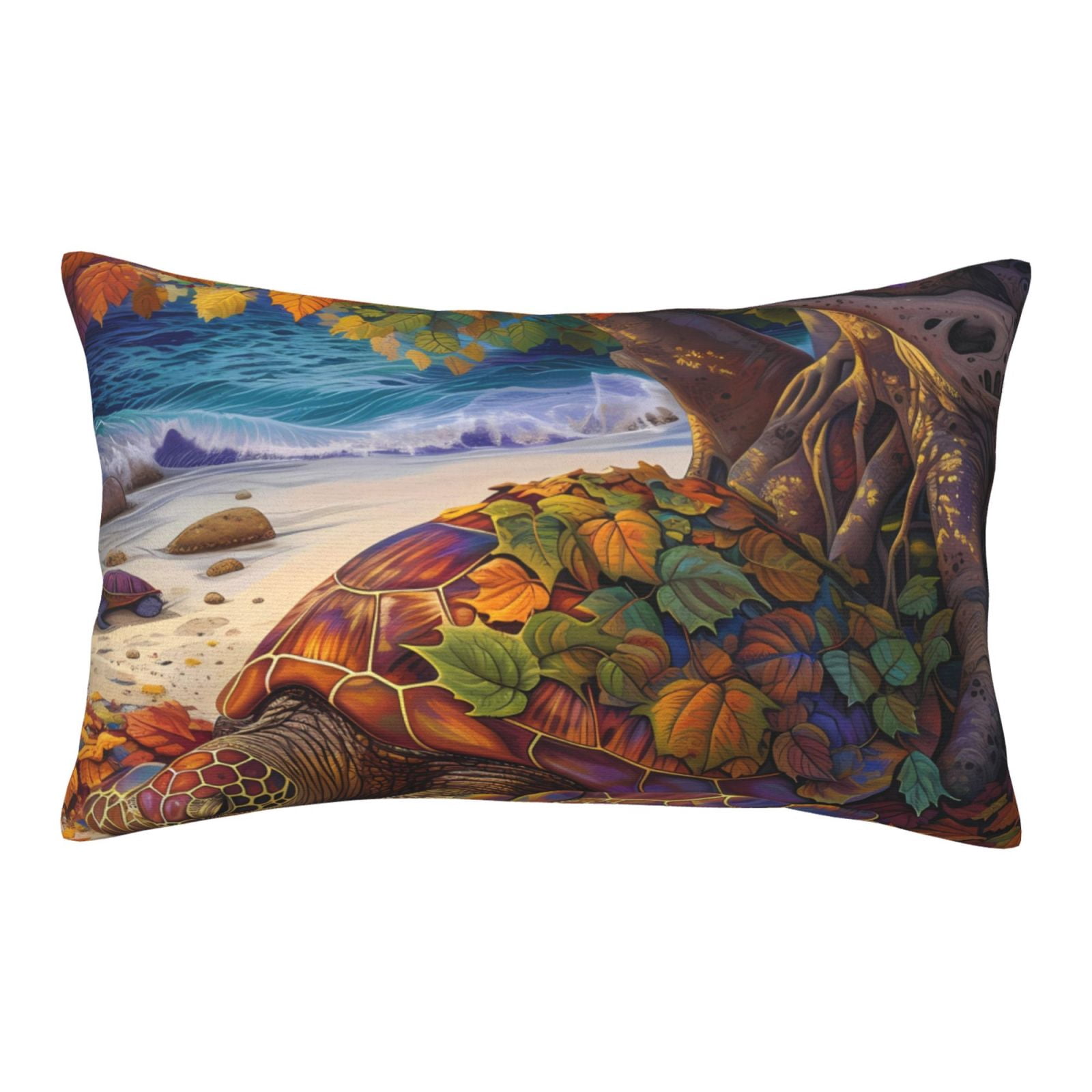 Fotbe Colorful Maple Leaf Beach Turtle Pillow Cases - Envelope Closure ...