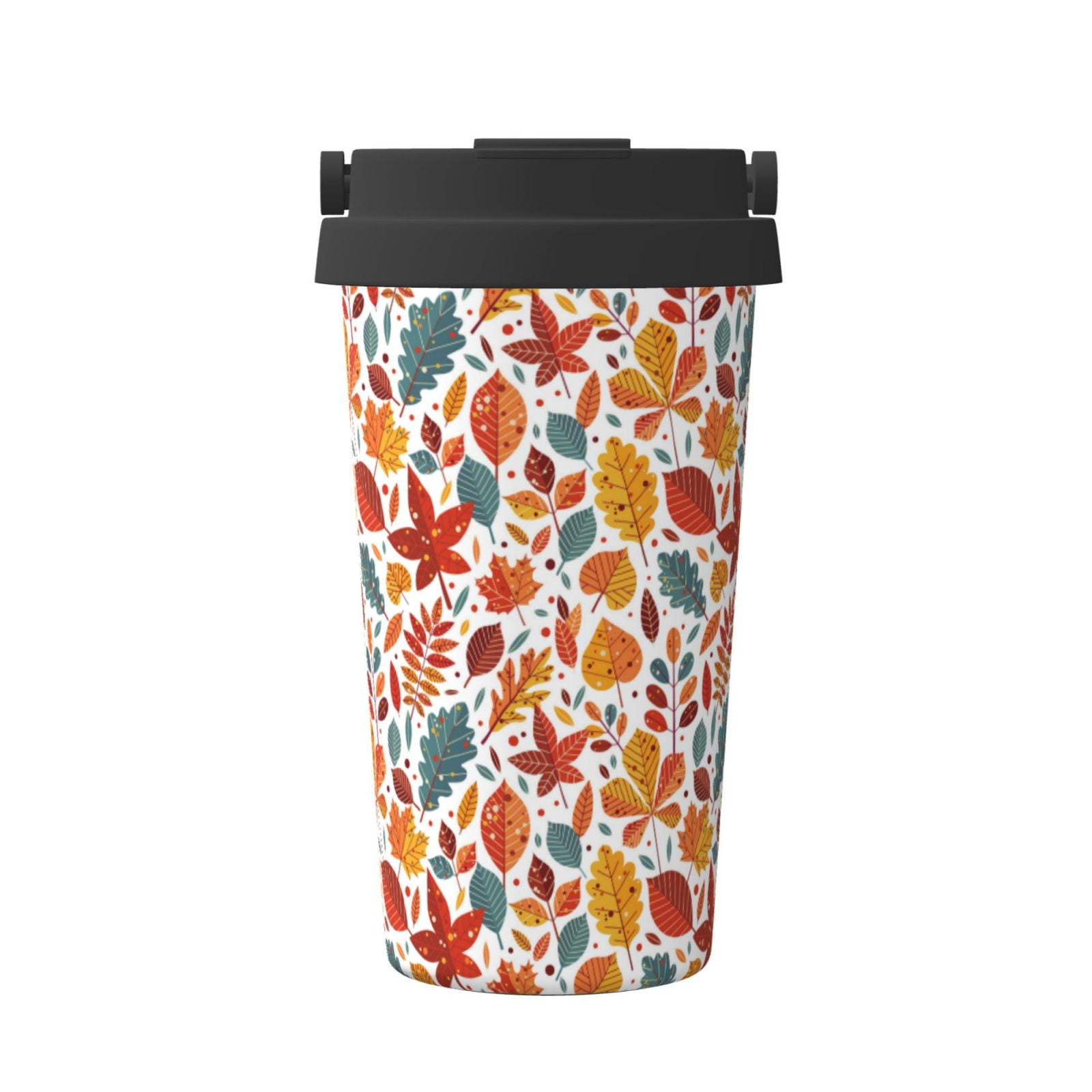 Fotbe Colorful Maple Leaves Printed Insulated Travel Coffee Mug Spill ...