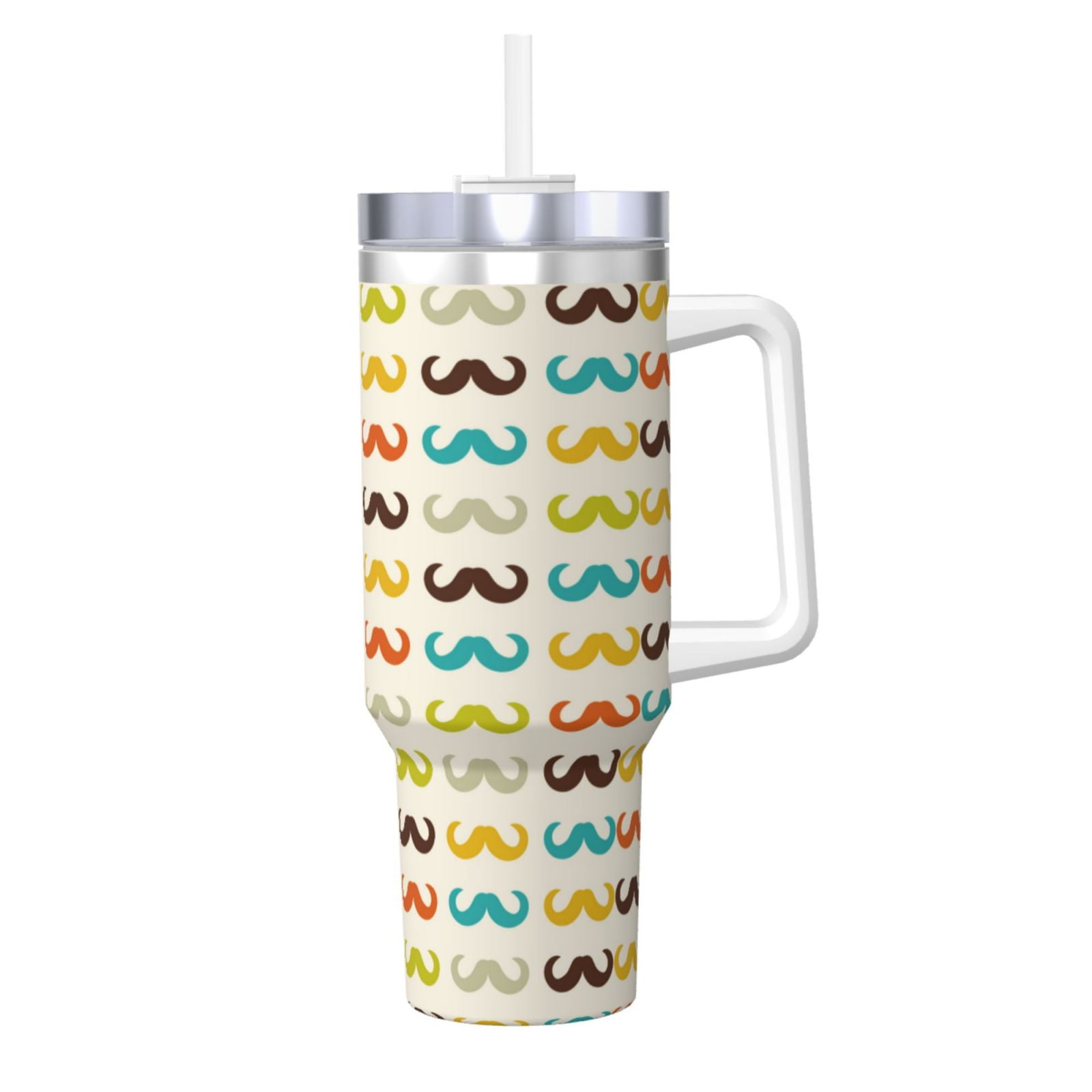 Fotbe Colorful Mustache Pattern 40oz Ice Bully With Handle And Straw ...