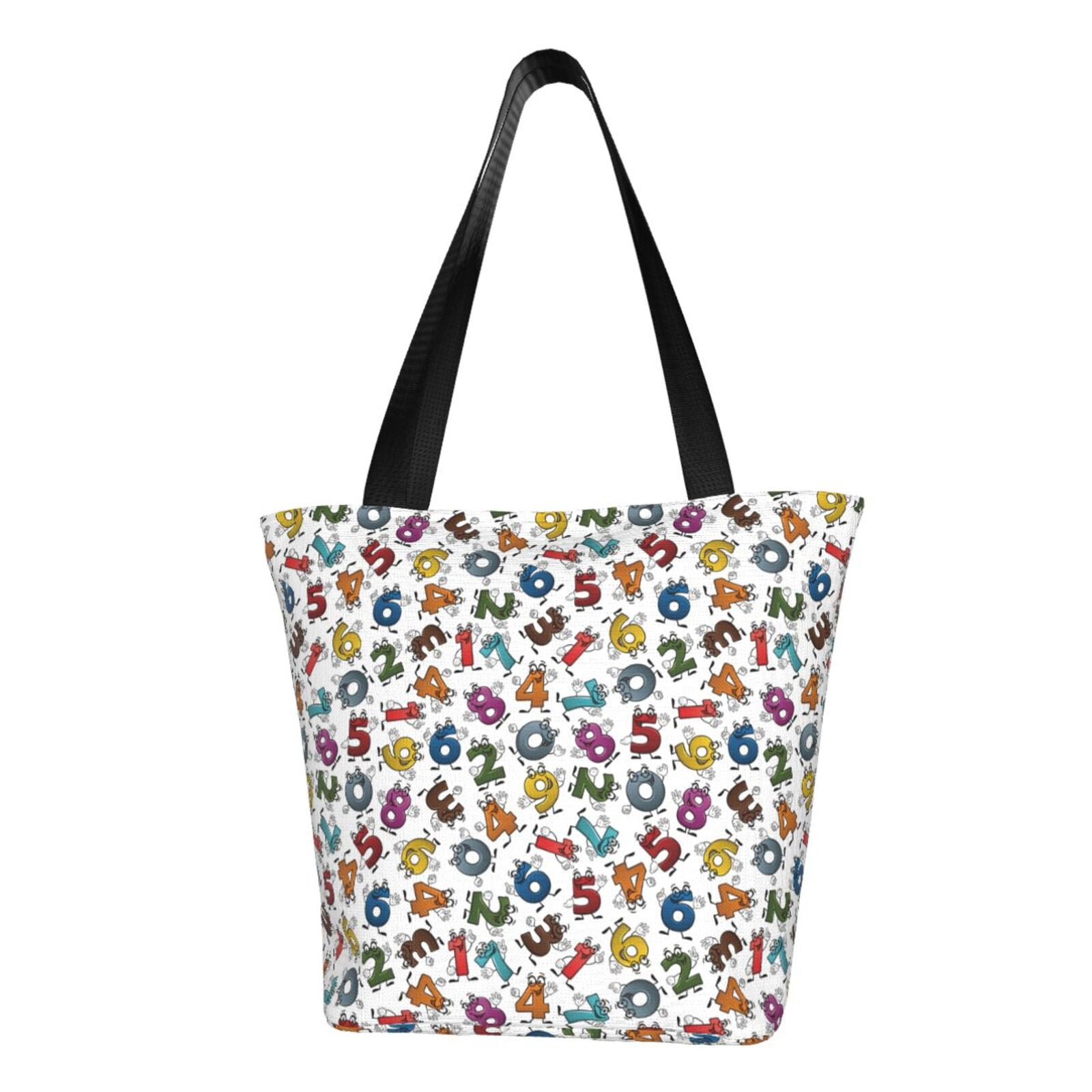 Fotbe Colorful Numbers Pattern Beach Tote,Shoulder Handbag,Spacious ...