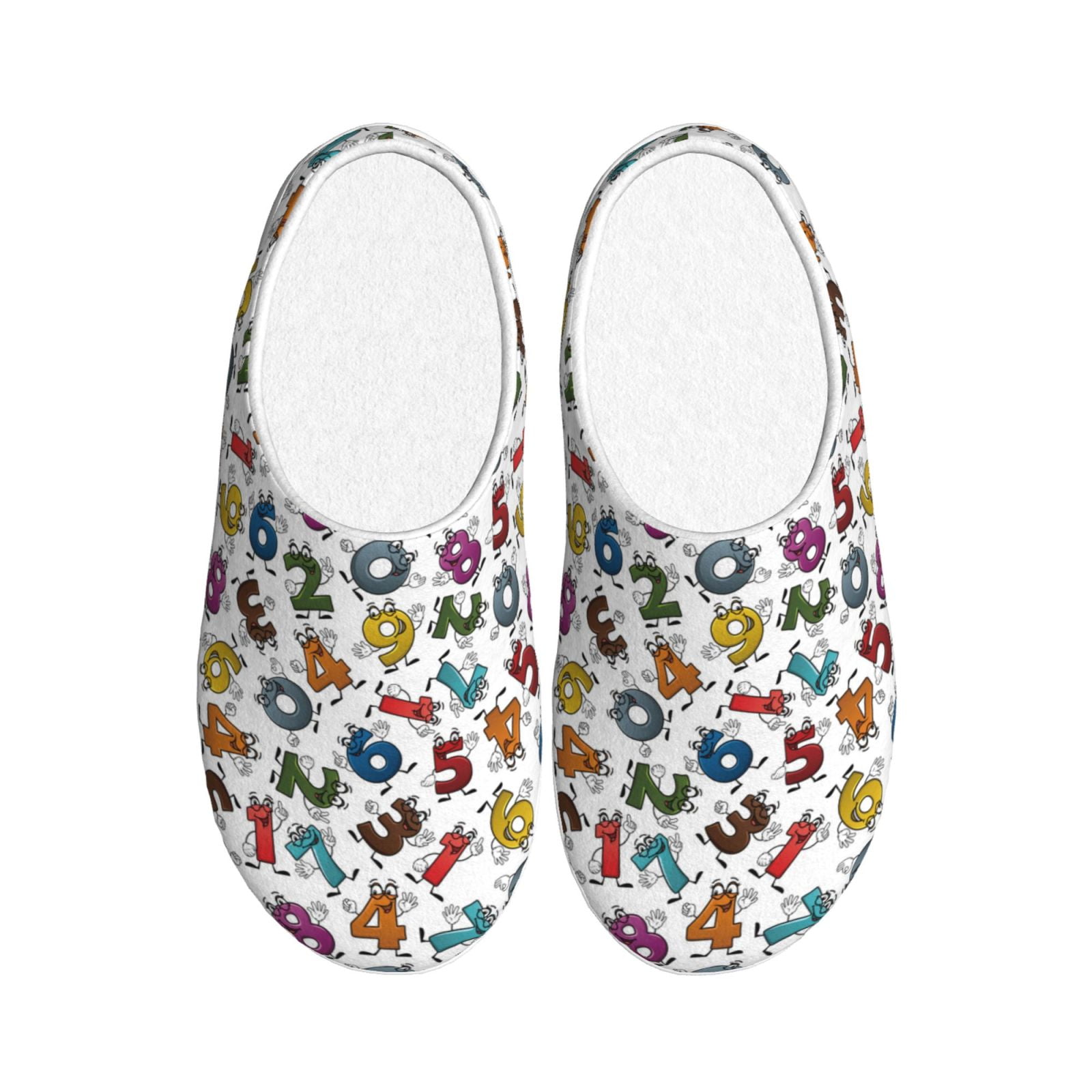 Fotbe Colorful Numbers Pattern Women's Fuzzy Curly Fur Memory Foam ...