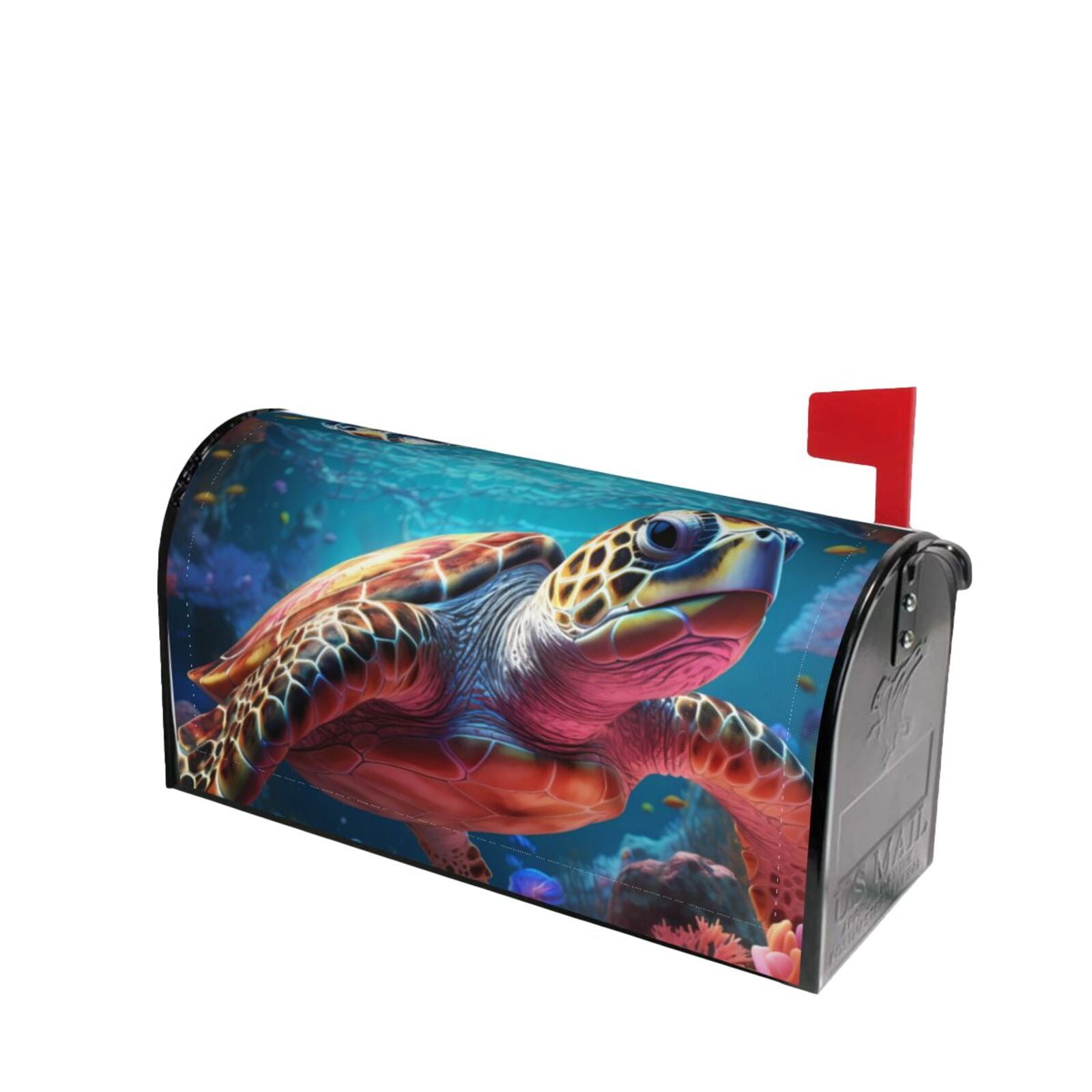 Fotbe Colorful Ocean Sea Turtle Mailbox Covers Post Letter Box Cover ...