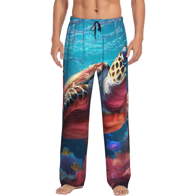 Fotbe Colorful Ocean Sea Turtle Men's Pajama Pants,Sleepwear Pants,Pj ...