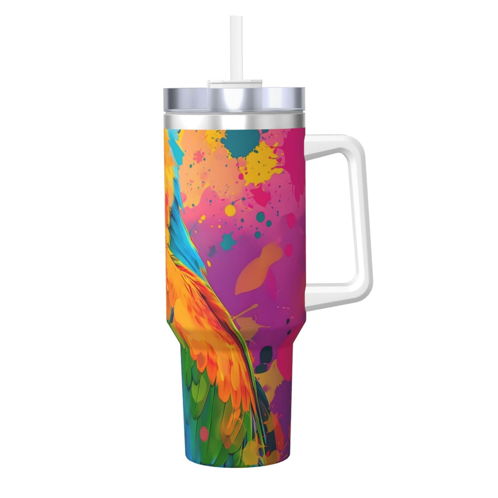 Fotbe Colorful Parrot Jungle Dream A Pattern 40oz Ice Bully With Handle ...