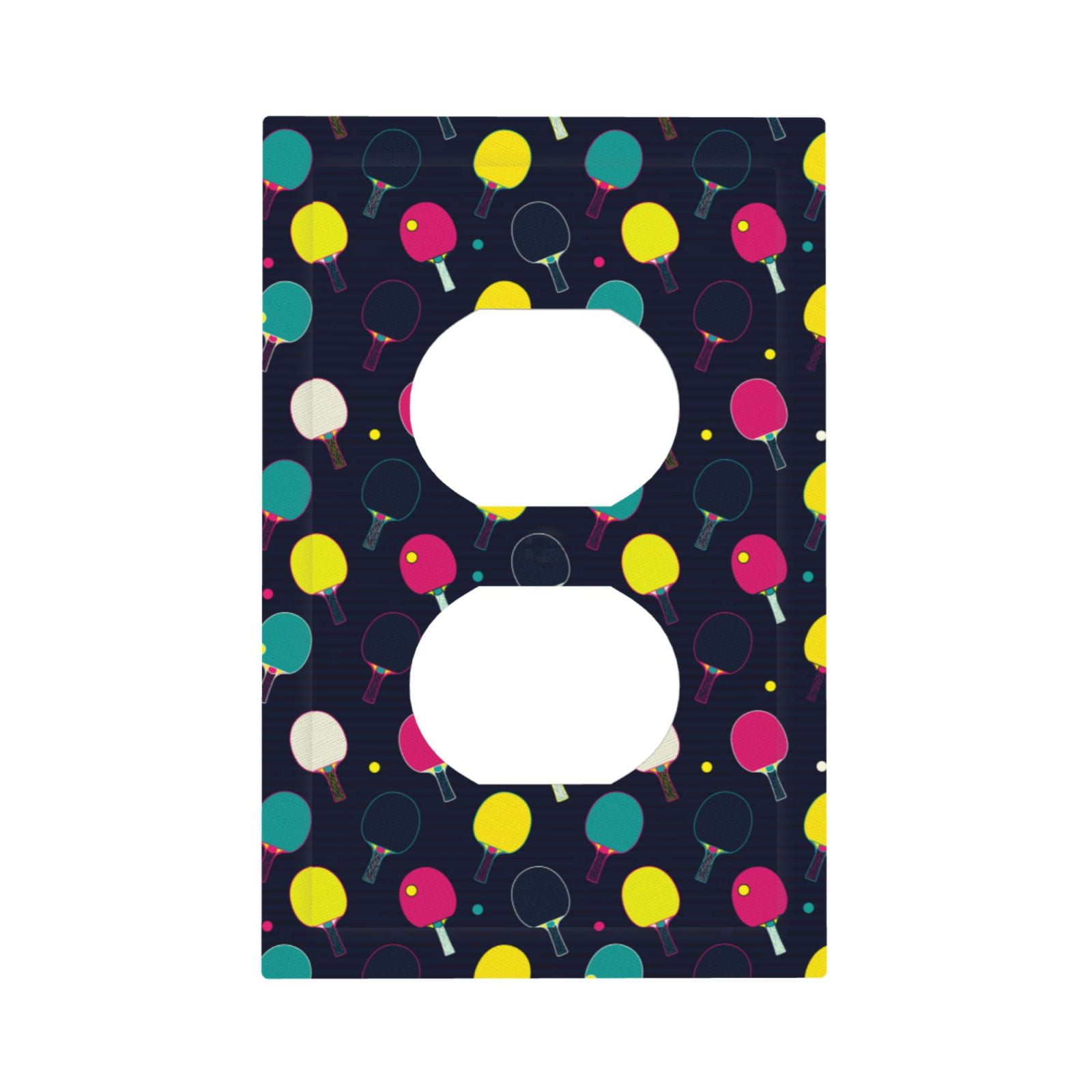 Fotbe Colorful Ping Pong Rackets Print Duplex Receptacle Wall Plate, 1 ...