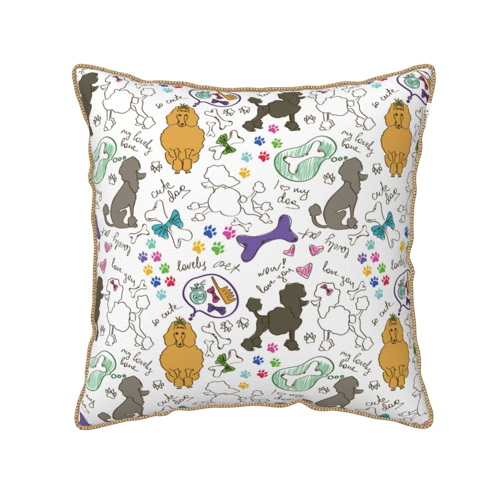 Fotbe Colorful Poodle Dog Pattern Velvet Decorative Throw Pillow Covers ...
