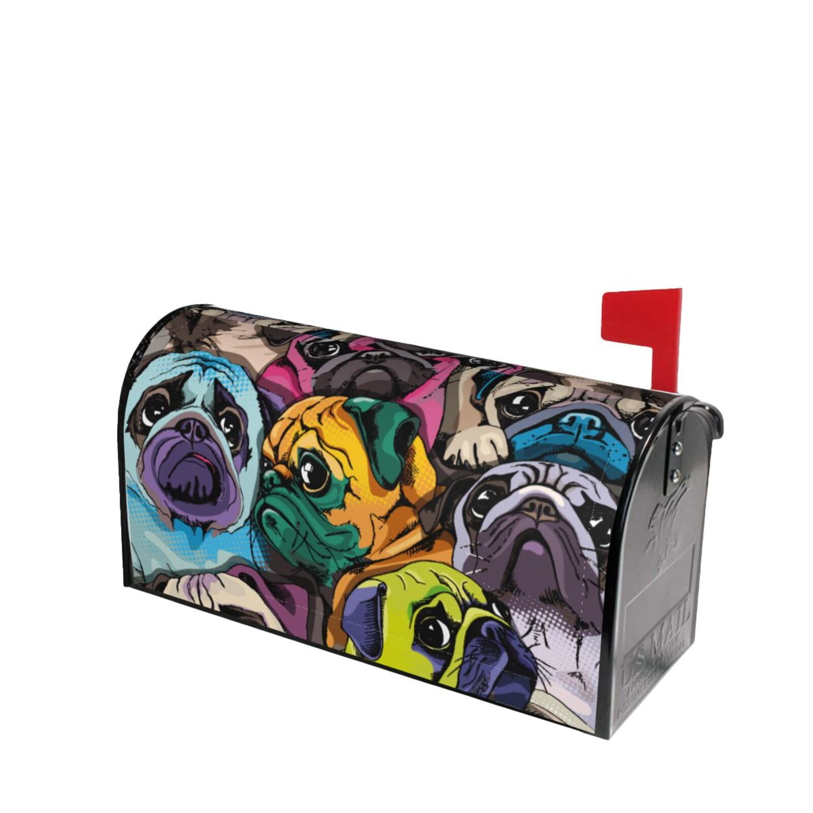 Fotbe Colorful Pug Mailbox Covers Post Letter Box Cover Garden Decor ...