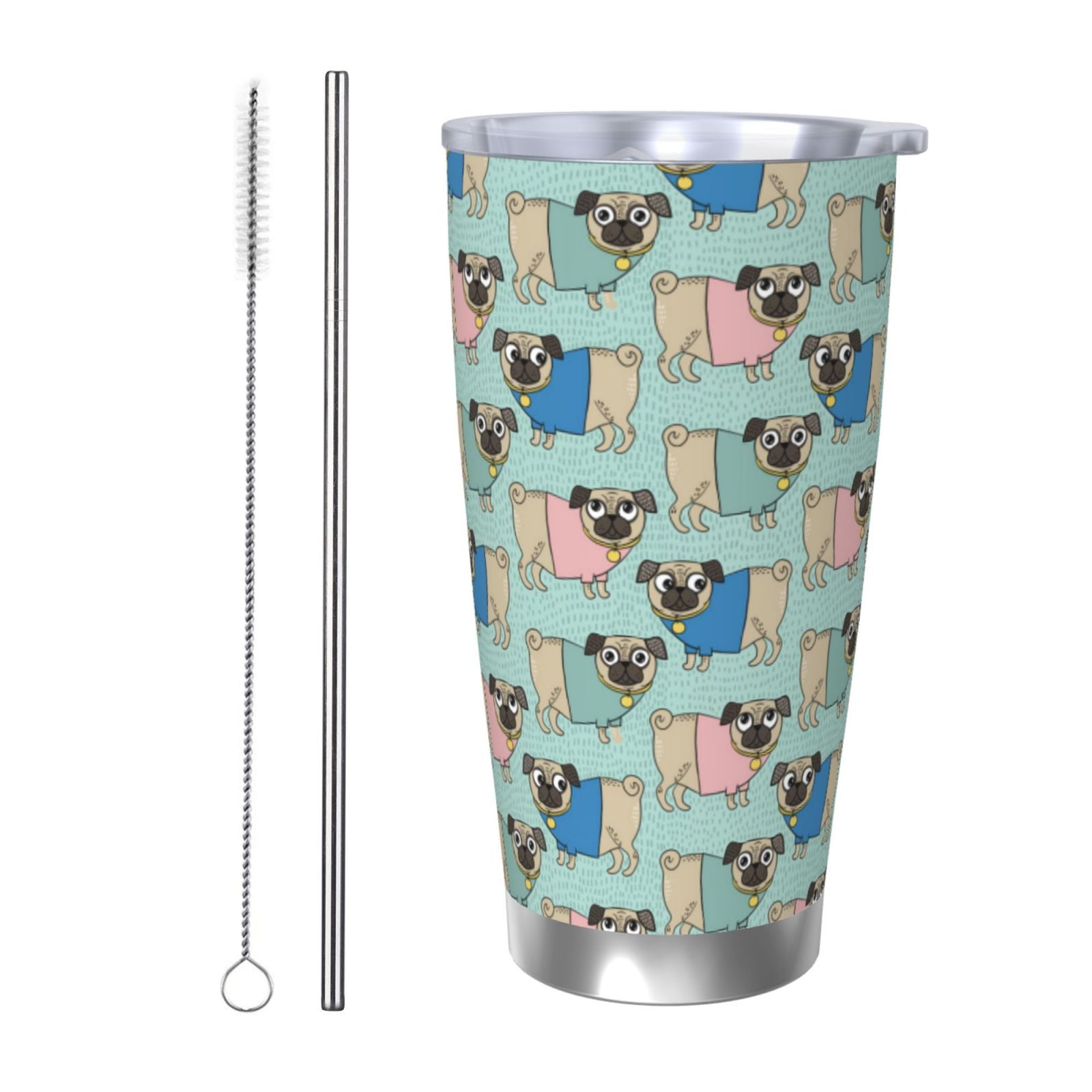Fotbe Colorful Pugs Pattern 20 oz Tumbler Stainless Steel Vacuum ...
