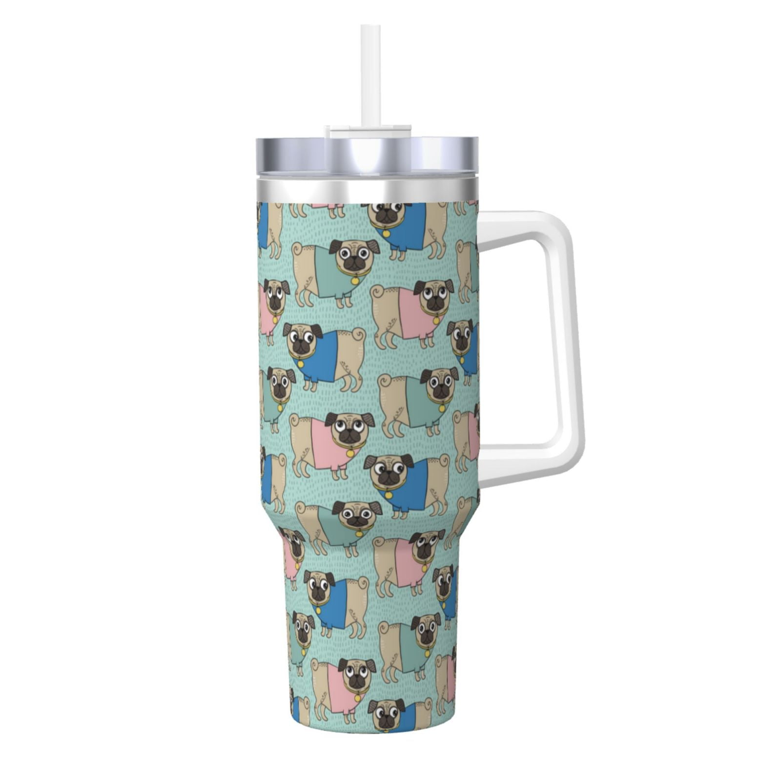 Fotbe Colorful Pugs Pattern 40oz Ice Bully With Handle And Straw ...