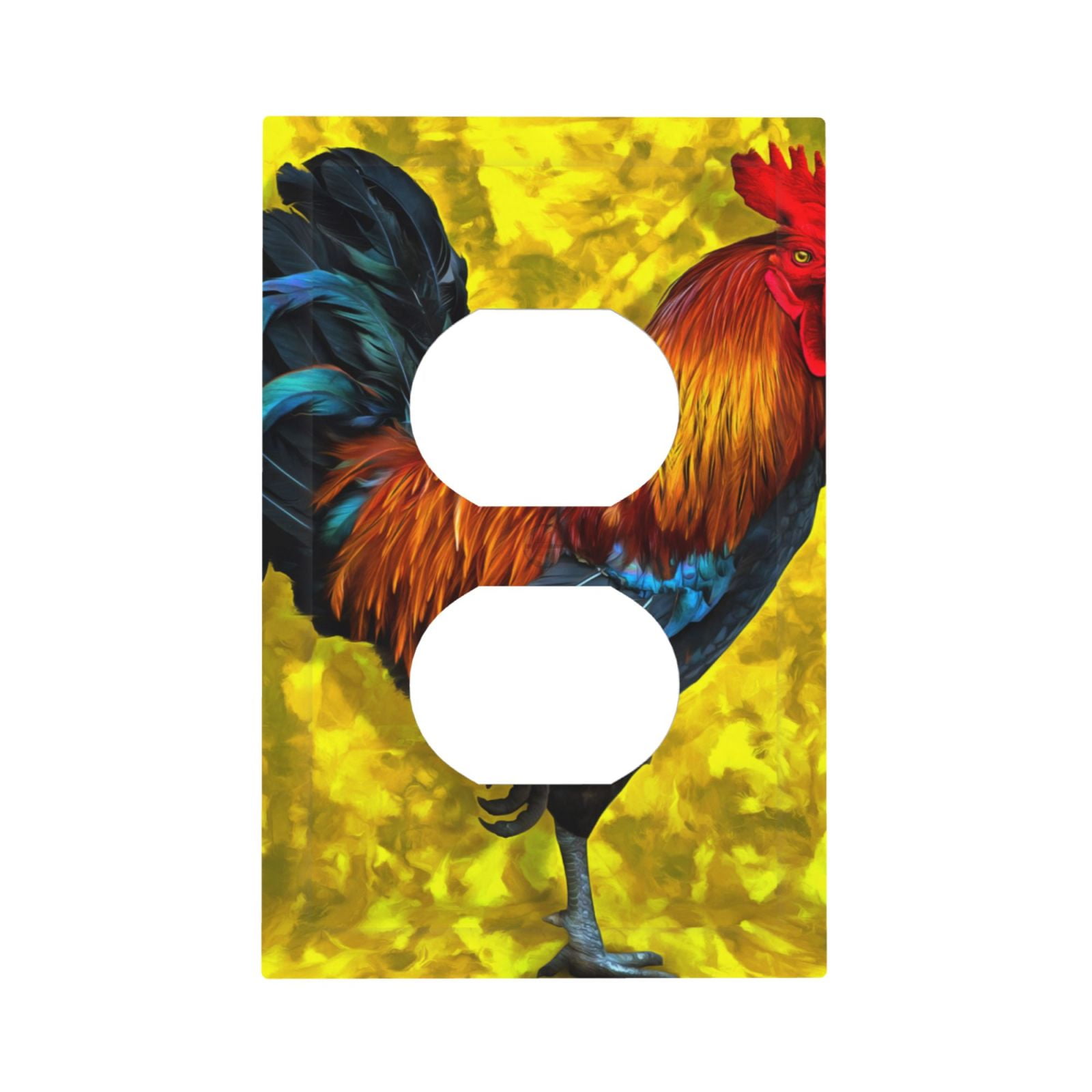Fotbe Colorful Rooster Print Duplex Receptacle Wall Plate, 1-Gang 5.0 ...