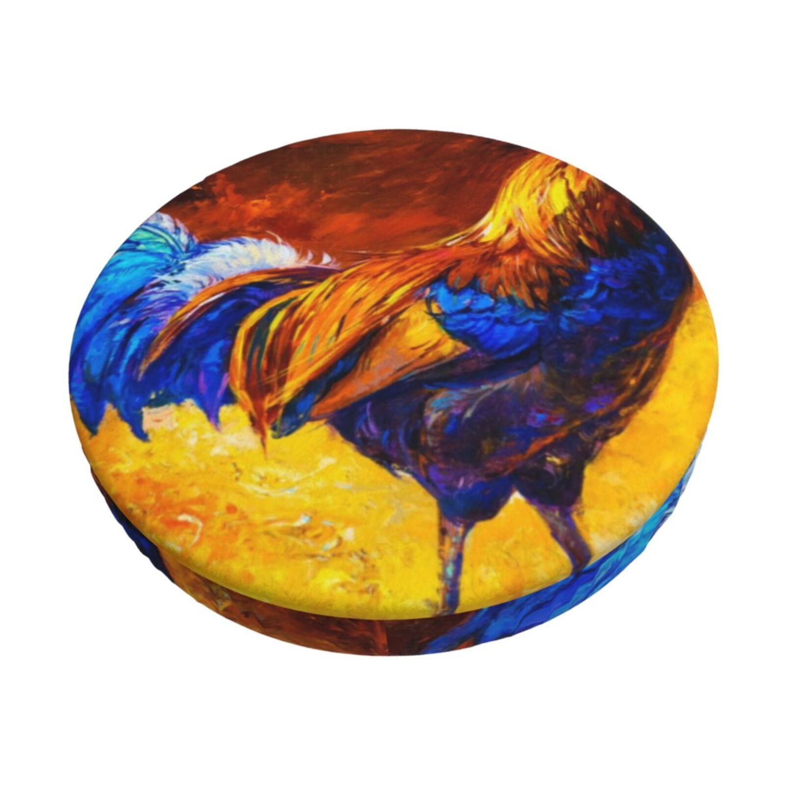 Fotbe Colorful Rooster Stool Covers Round,Waterproof Round Bar Stool ...