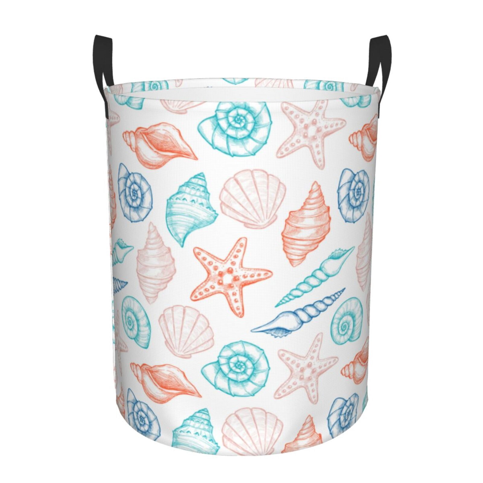 Fotbe Colorful Seashells1 Laundry Basket with Handles, Waterproof Large ...