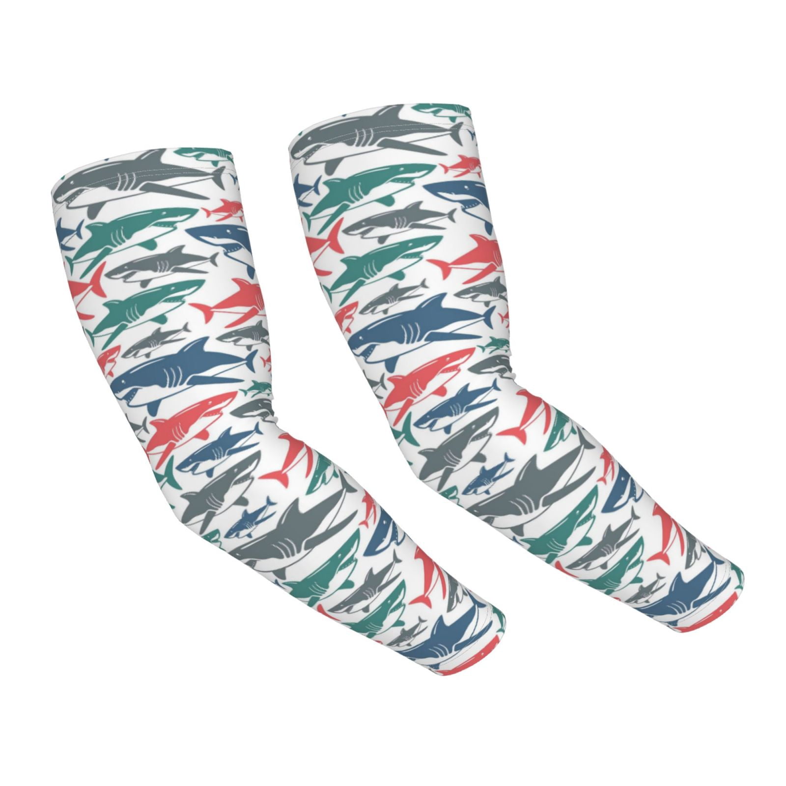 Fotbe Colorful Shark UV Sun Protection Arm Sleeves - Tattoo Cover Up ...
