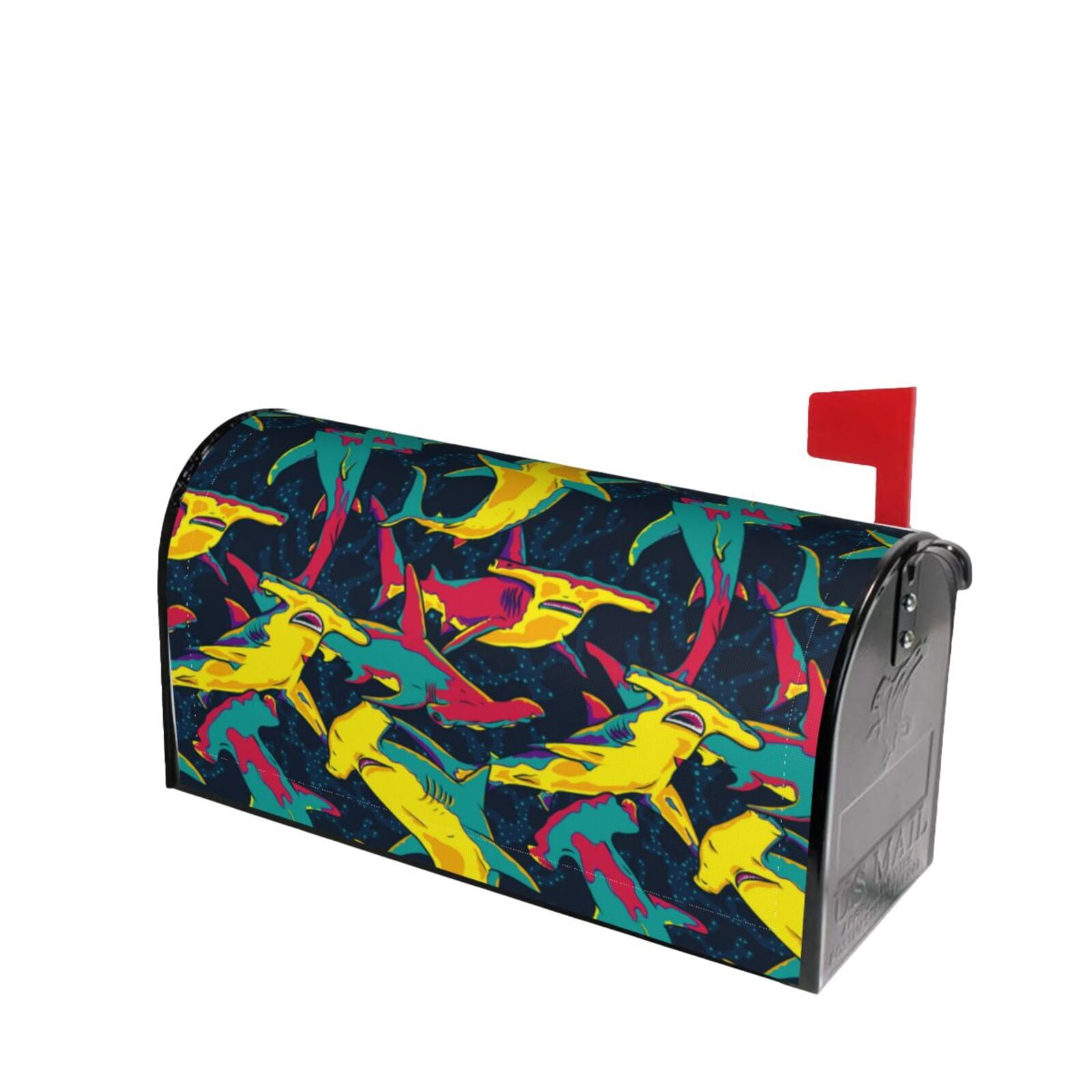 Fotbe Colorful Sharks Mailbox Covers Post Letter Box Cover Garden Decor ...