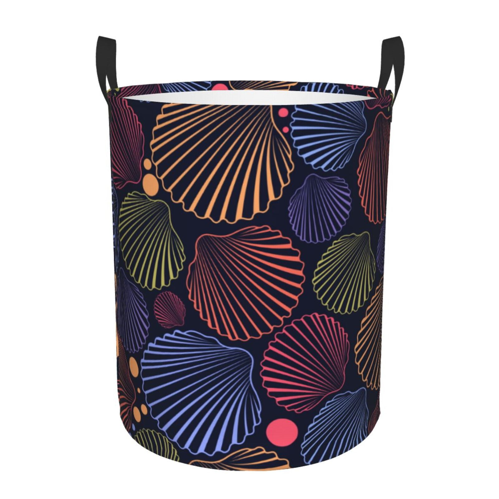 Fotbe Colorful Shells Laundry Basket with Handles, Waterproof Large ...