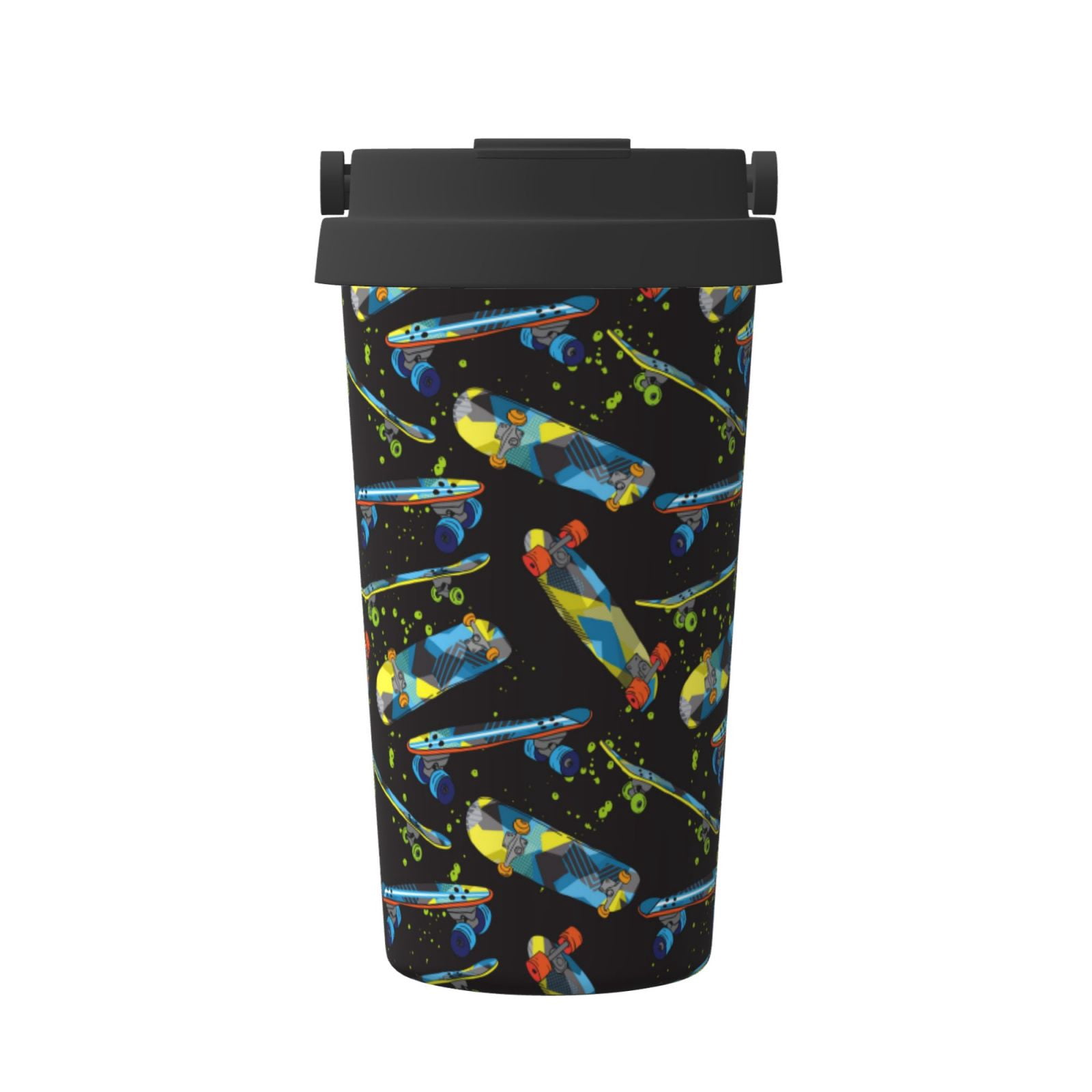 Fotbe Colorful Skateboard Printed Insulated Travel Coffee Mug Spill ...