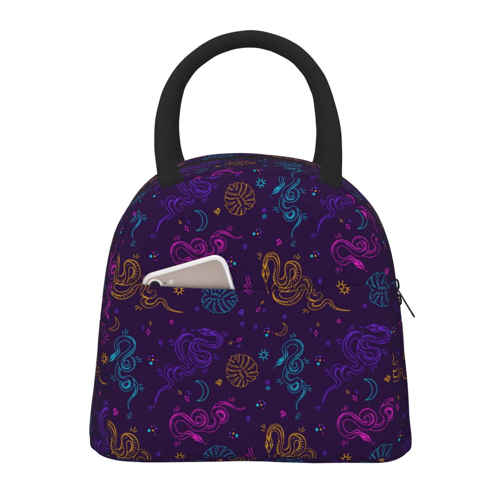 Fotbe Colorful Snake Pattern Lunch Bag, Insulated Lunch Box, Small ...