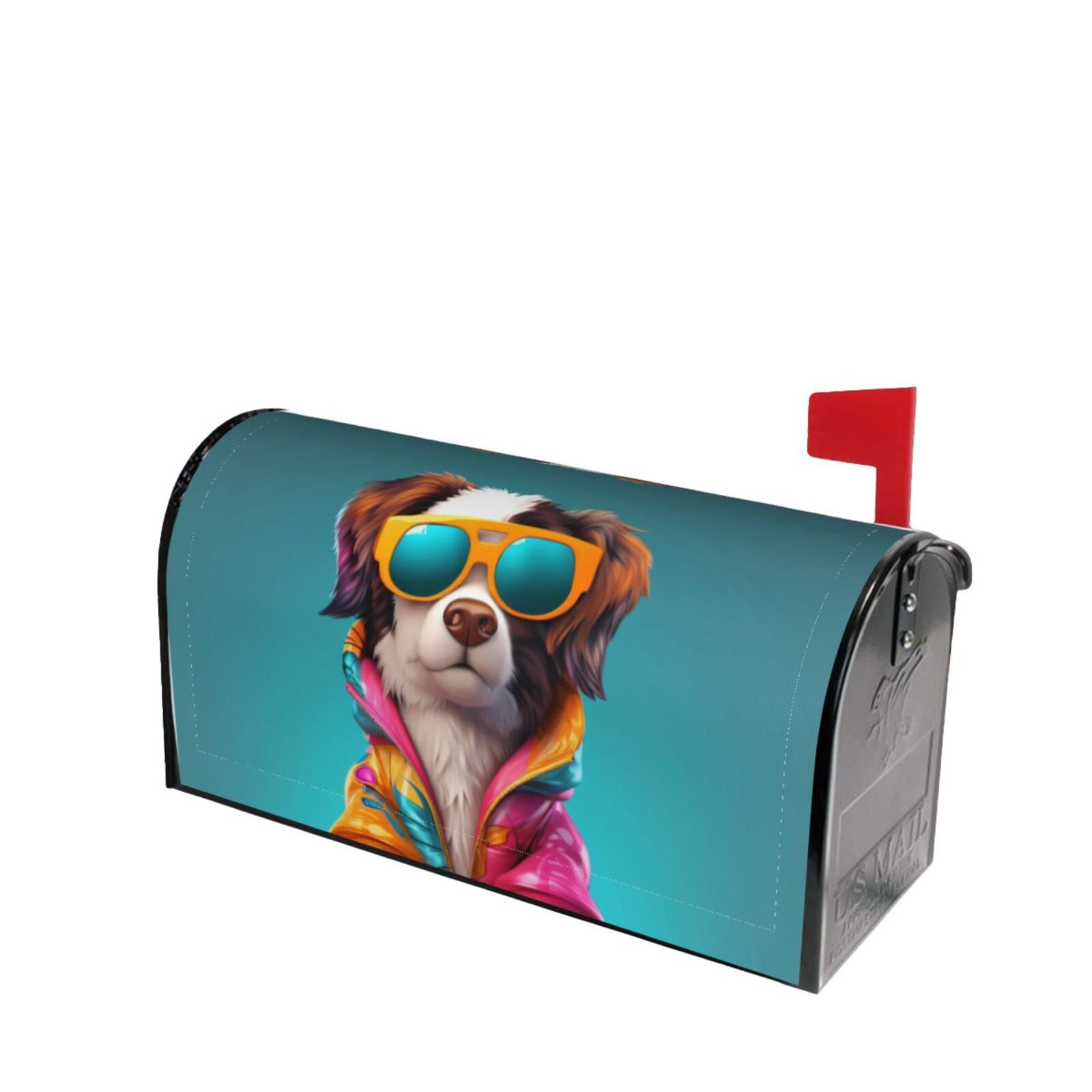 Fotbe Colorful Sunglasses Dog Mailbox Covers Post Letter Box Cover ...