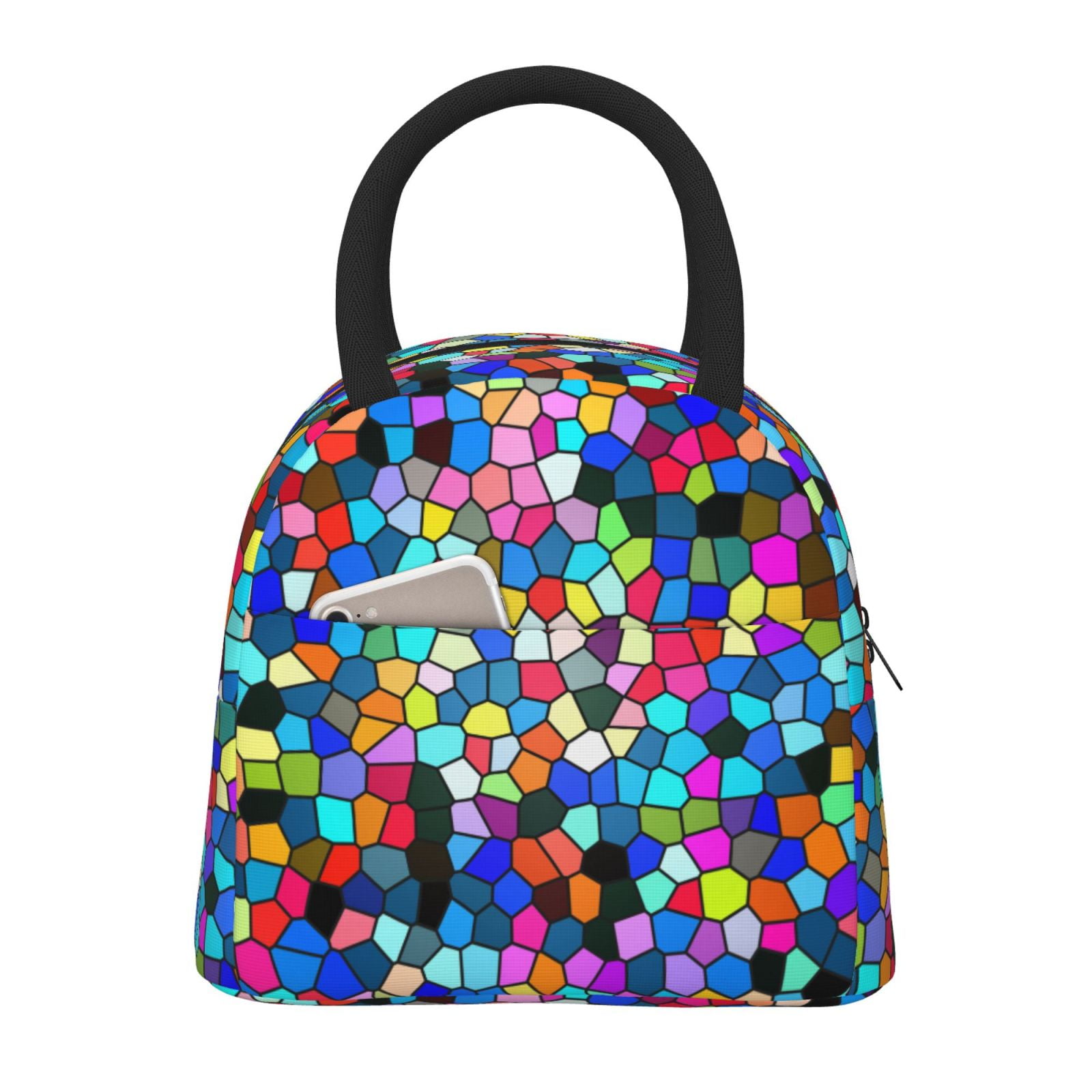 Fotbe Colorful Tie Dye Stained Glass 2 Pattern Lunch Bag, Insulated ...