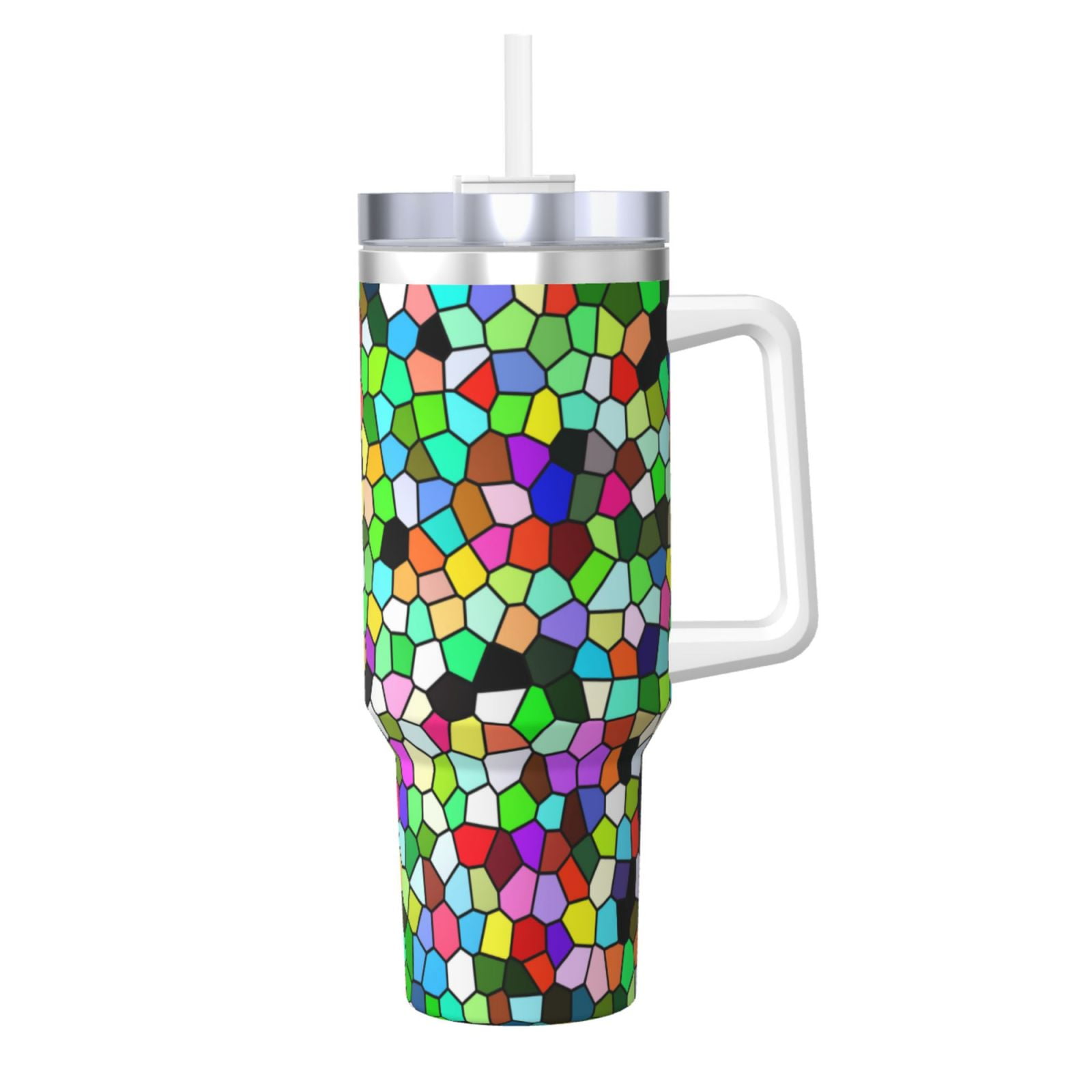 Fotbe Colorful Tie Dye Stained Glass Pattern 40oz Ice Bully With Handle ...