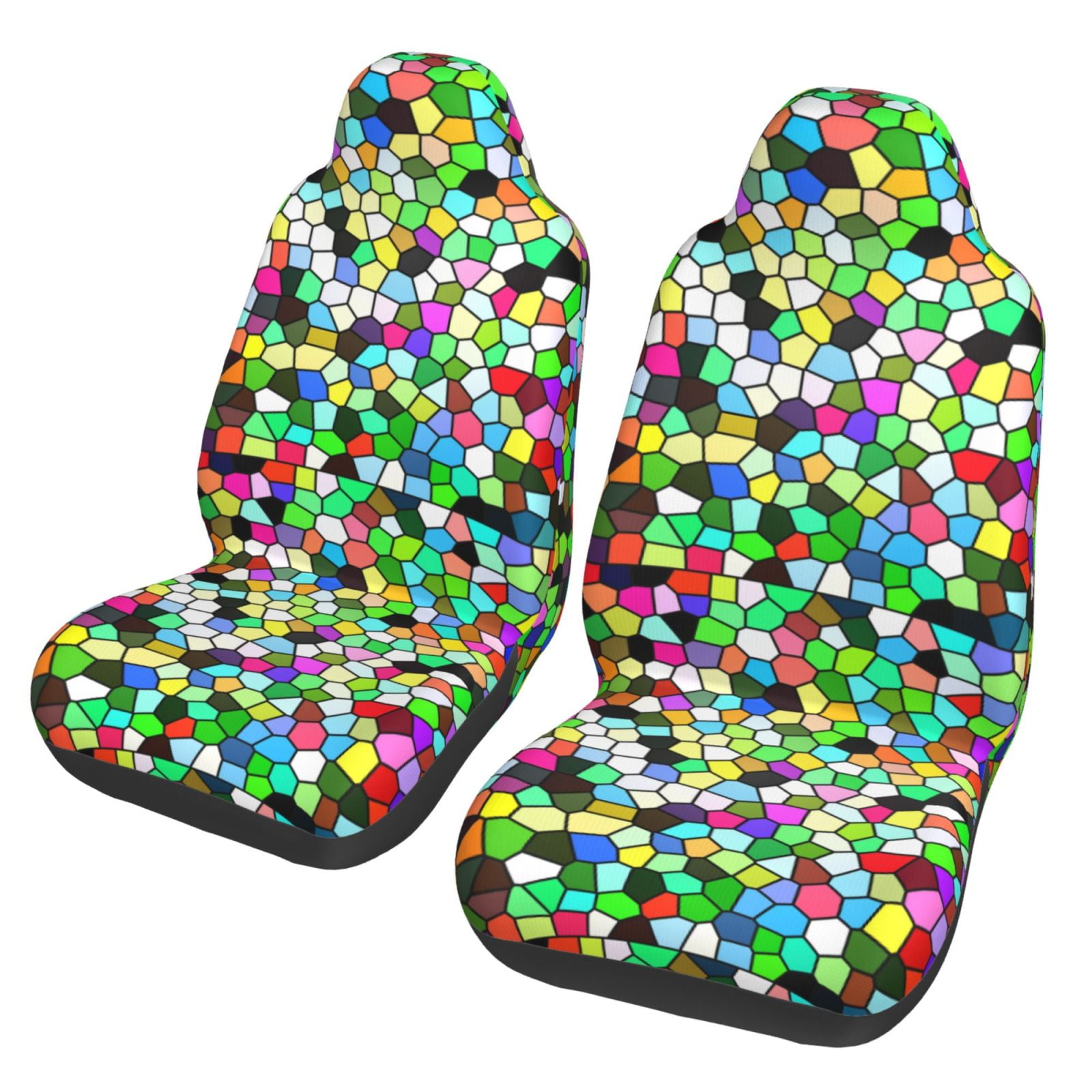 Fotbe Colorful Tie Dye Stained Glass Pattern Automotive Seat Covers for ...