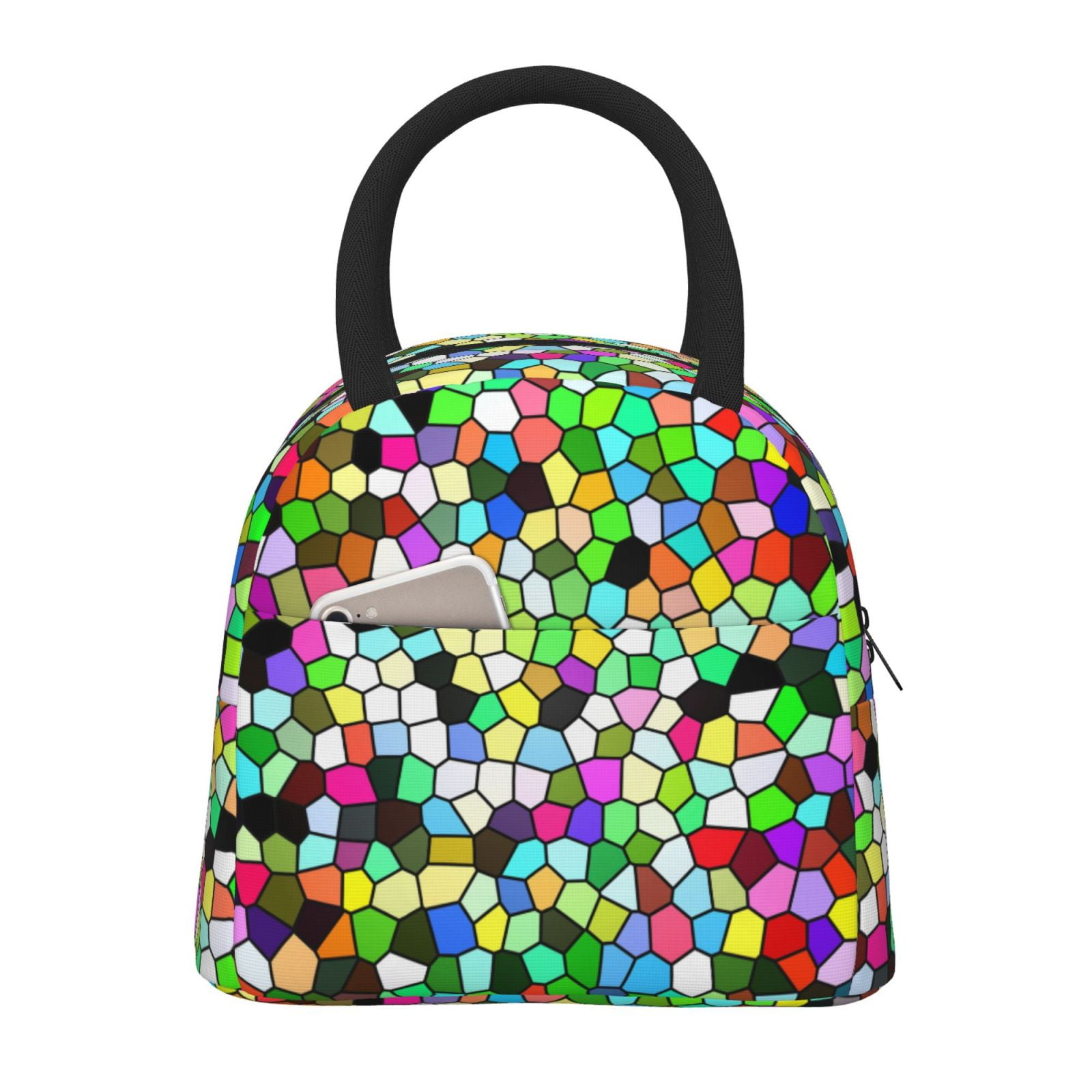 Fotbe Colorful Tie Dye Stained Glass Pattern Lunch Bag, Insulated Lunch ...